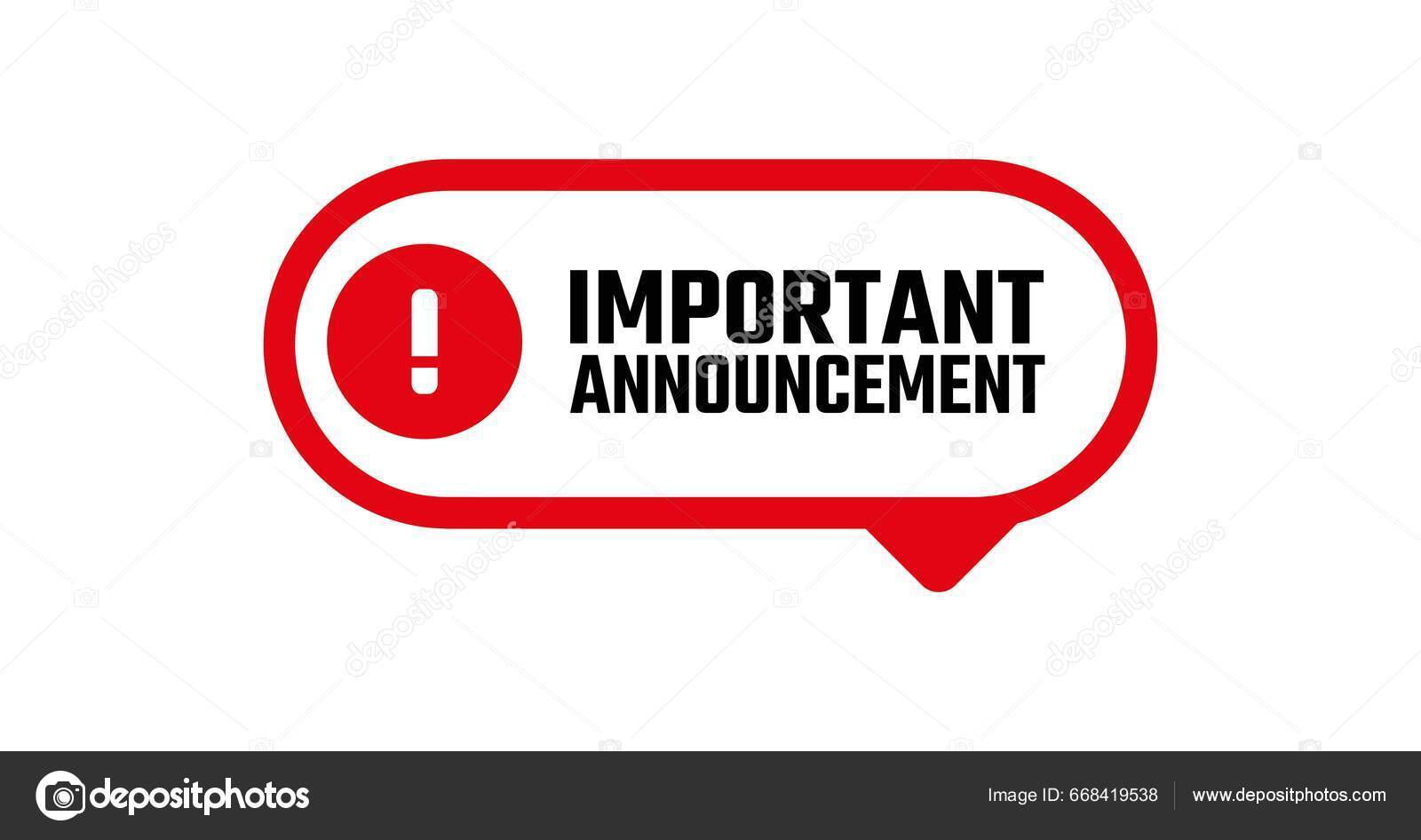 Важливий Знак Оголошення Фоні Стоковий вектор ©selim123 668419538