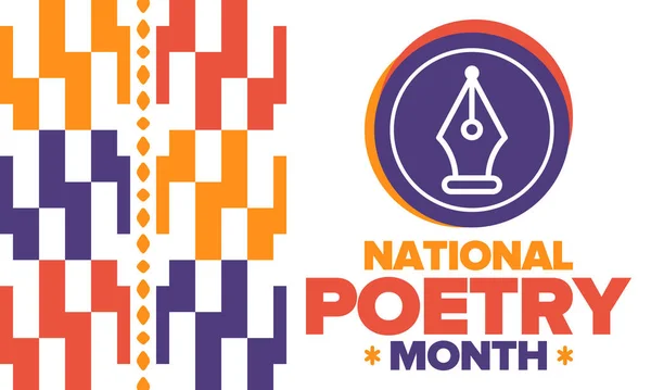 Mes Nacional de la Poesía en abril. Cartel con letras manuscritas ...