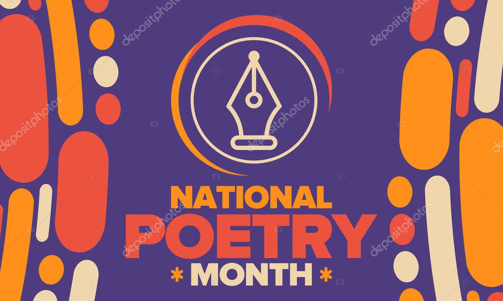 Mes Nacional de la Poesía en abril. Cartel con letras manuscritas ...