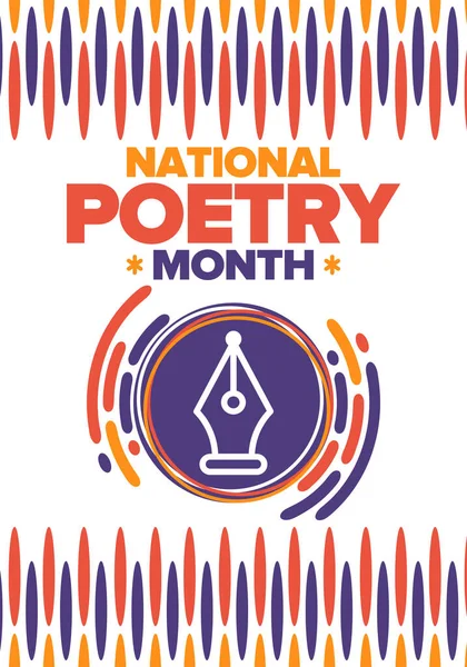 Mes Nacional de la Poesía en abril. Cartel con letras manuscritas ...