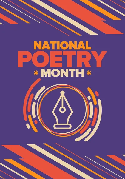 Mes Nacional de la Poesía en abril. Cartel con letras manuscritas ...