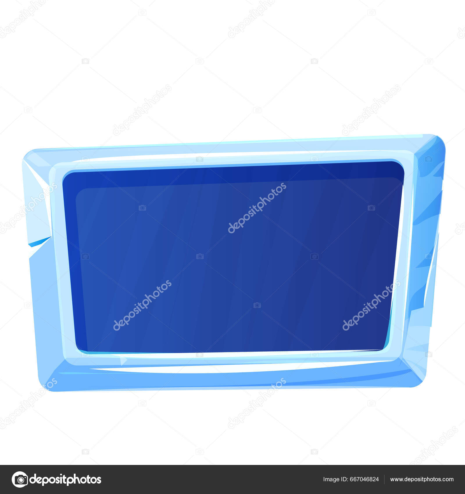 Ice Button Frozen Frame Level Menu Cartoon Style Isolated White Stock ...