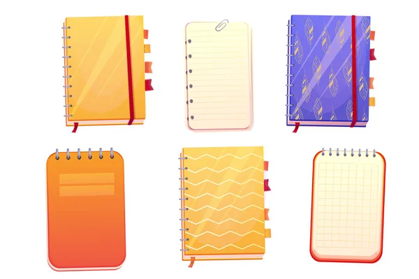 Notebook Closed Spiral Marks Top View Cartoon Style Isolated White Vector de stock por ...