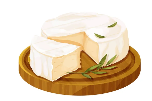 Set Camembert Cheese Brie French Soft Creamy Food Cartoon Style Stock ...