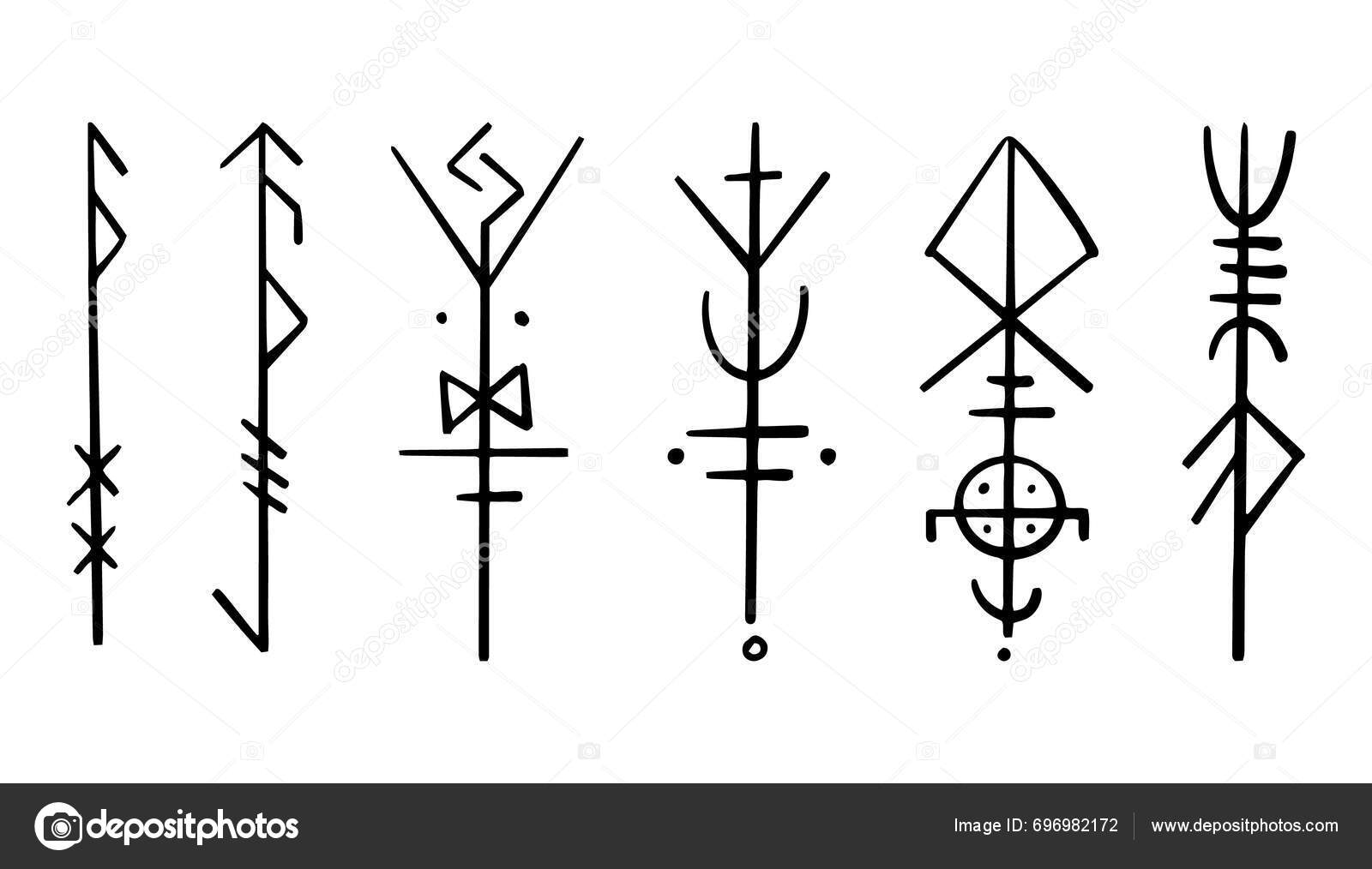 Nordic Celtic Runes Set Norse Protection Symbols Doodle Style Amulet Stock Vector by ...