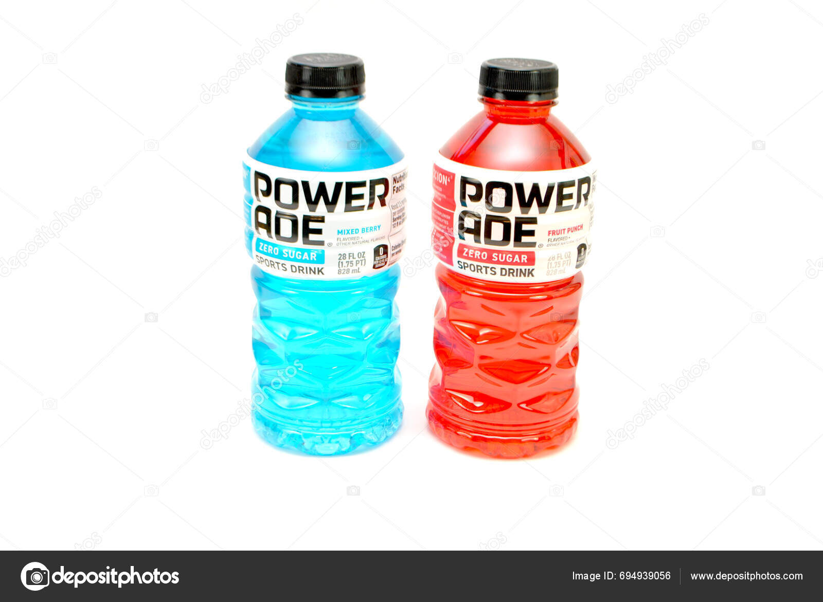Powerade Bottles Mixed Berry Fruit Punch Flavors Isolated White ...