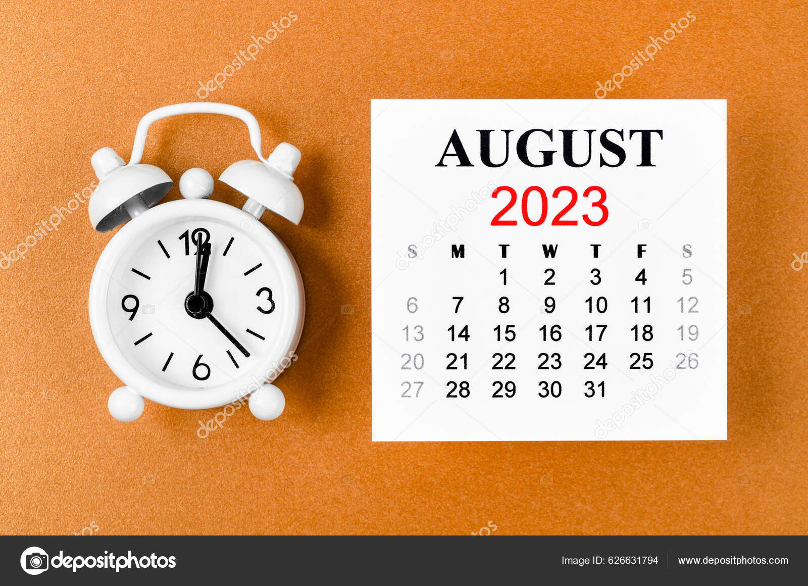 August 2023 Monthly Calendar Organizer Plan 2023 Year Alarm Clock ...
