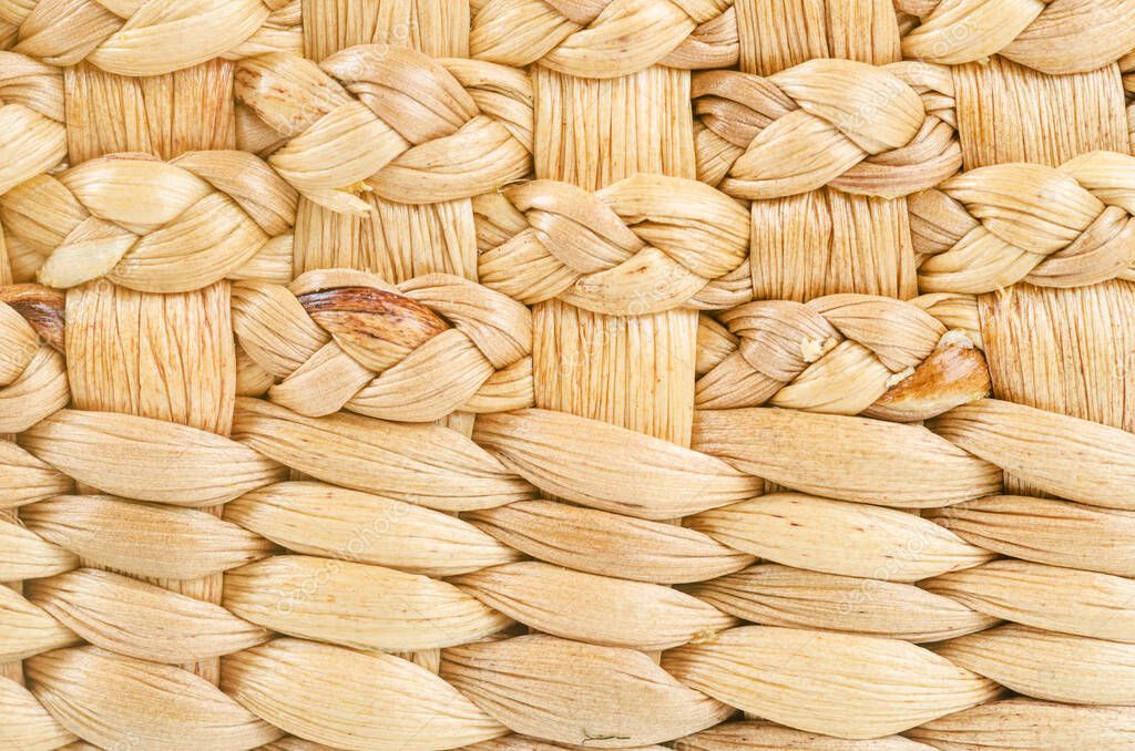 Cestería de jacinto de agua (Eichhornia crassipes) patrón de tejido de ...