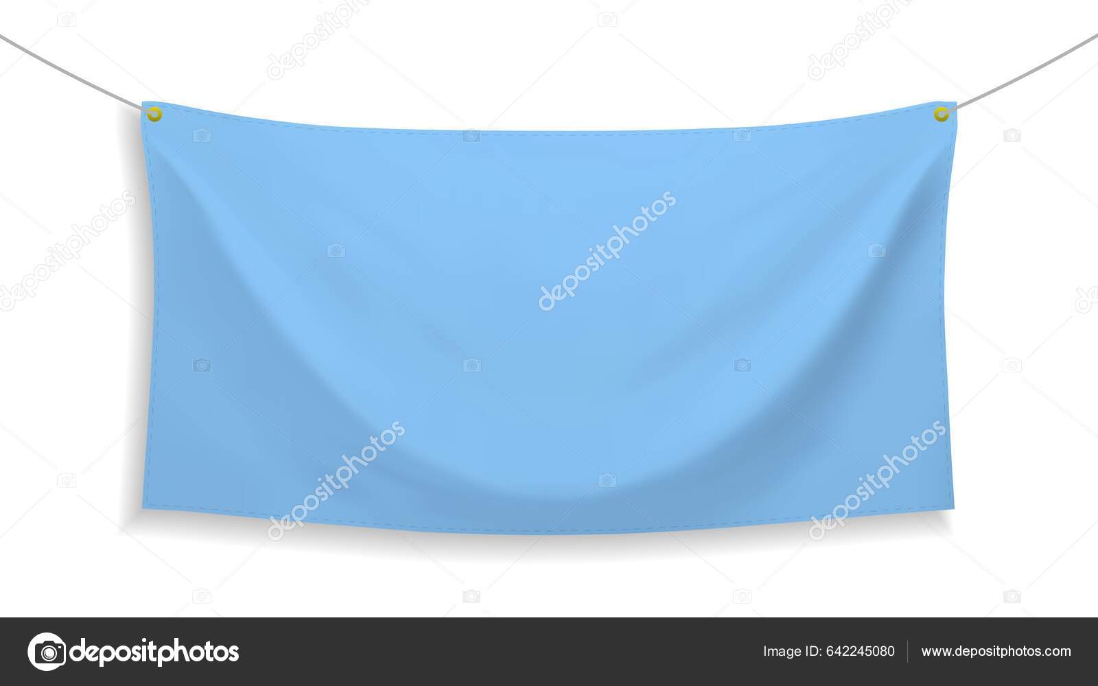 Baby Blue Fabric Banner Folds Transparent Shadow Isolated White ...