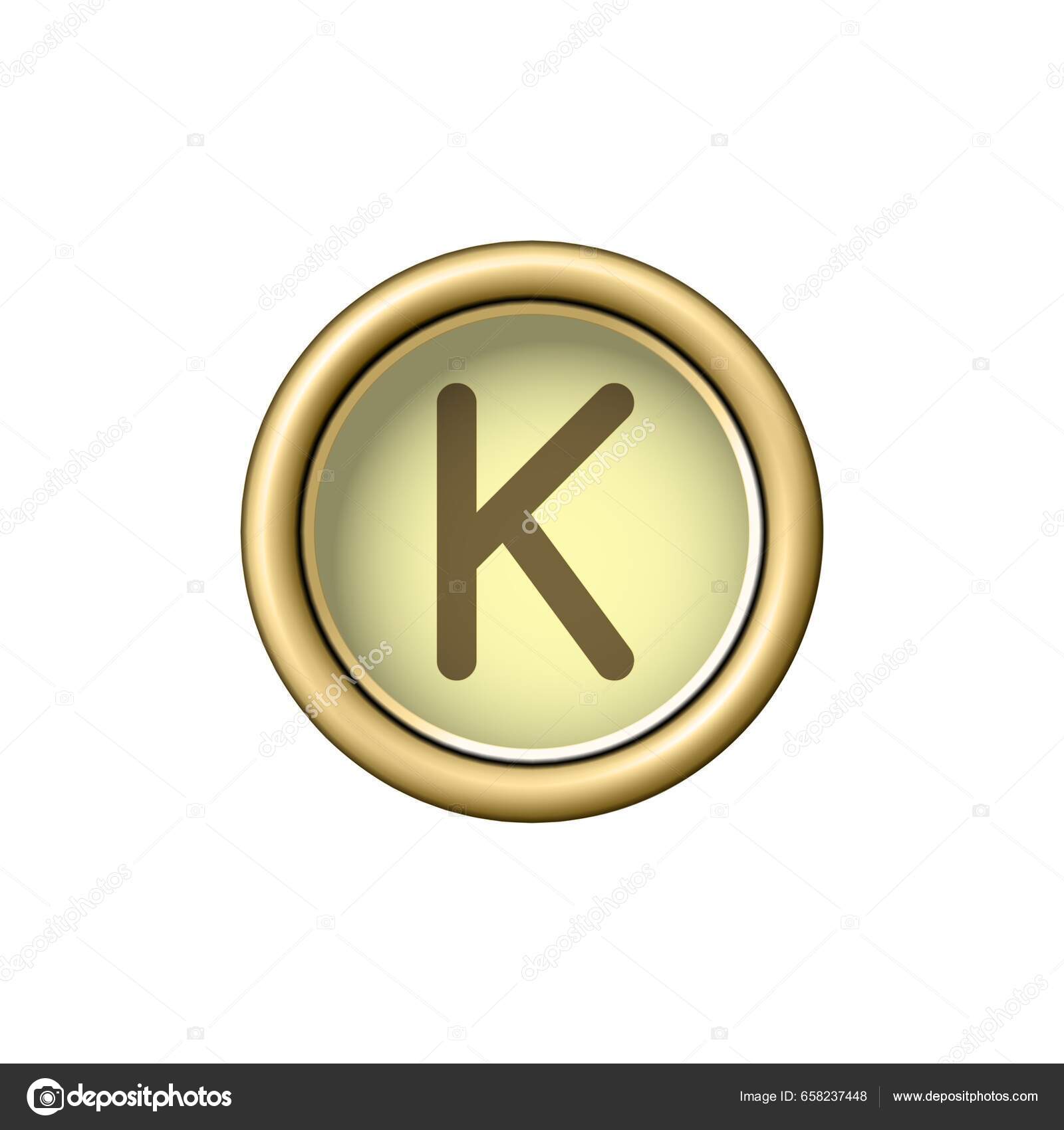Letter Vintage Golden Typewriter Button Isolated White Background ...