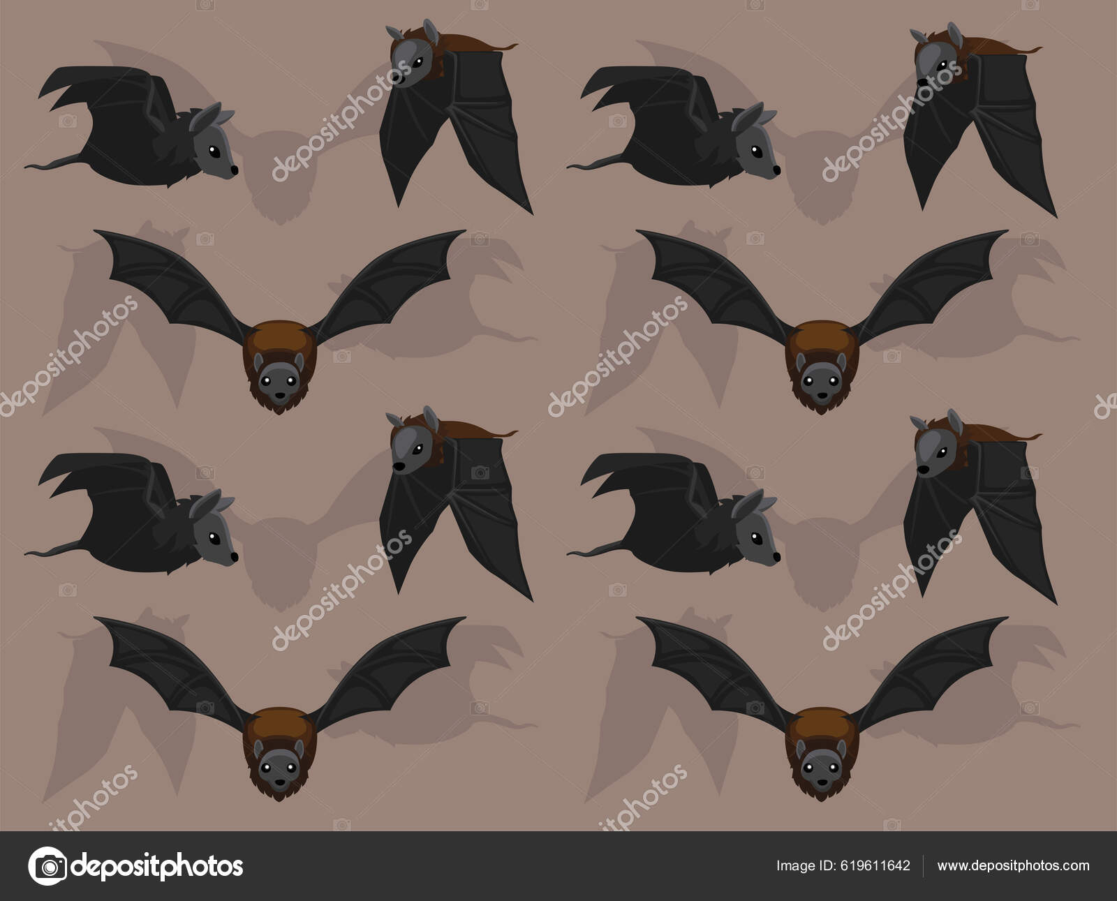 Animal Cartoon Flying Fox Character Seamless Wallpaper Background 스톡 벡터 ...