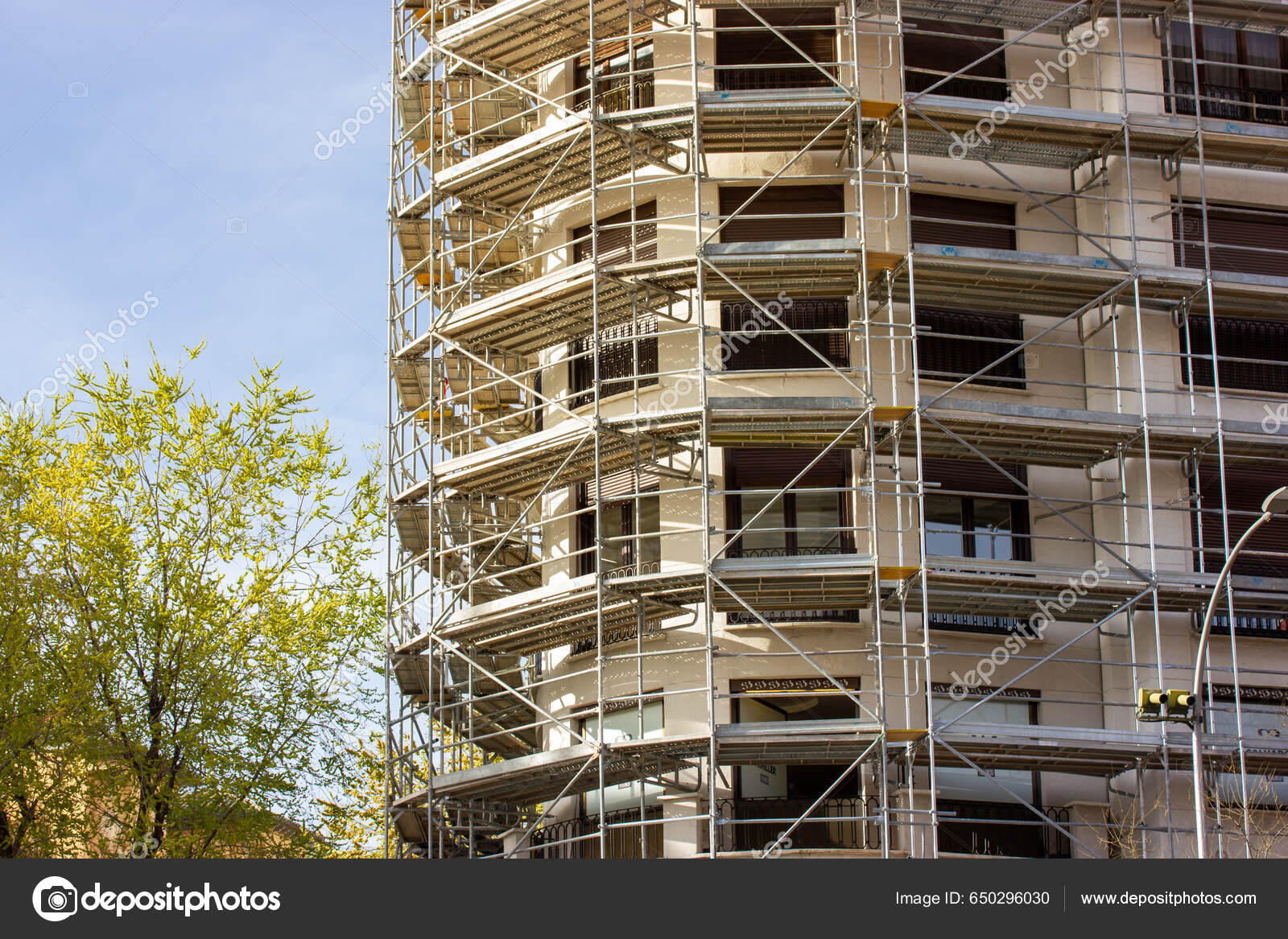 Restoration Old Building Facade Moldings Arched Windows Scaffolding ...