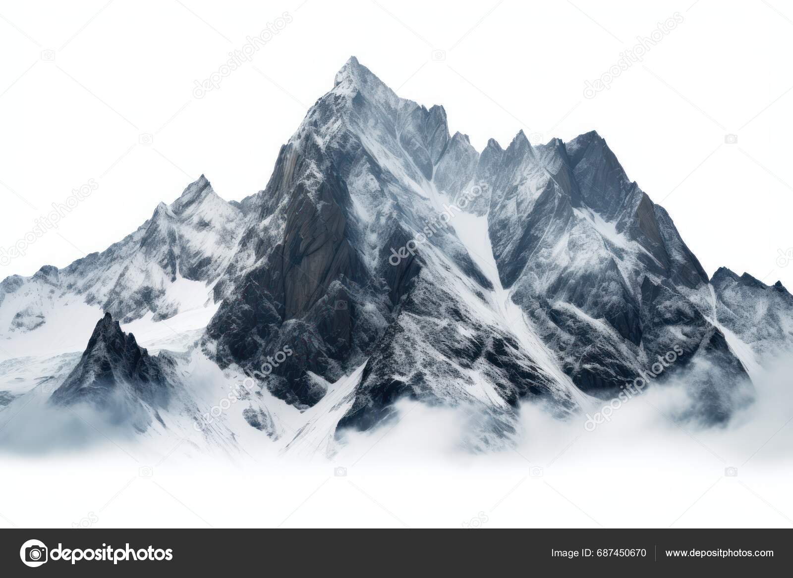 Cloudy Snow Mountain Peak Cliff Rocks Isolated Transparent Background ...