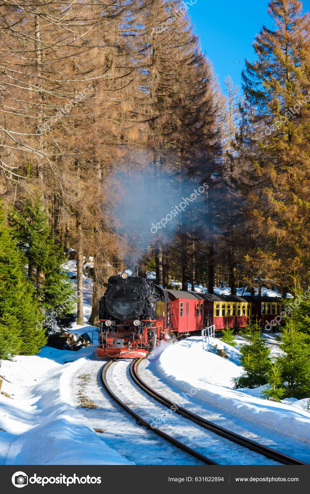Vintage Steam Locomotives In Snow
