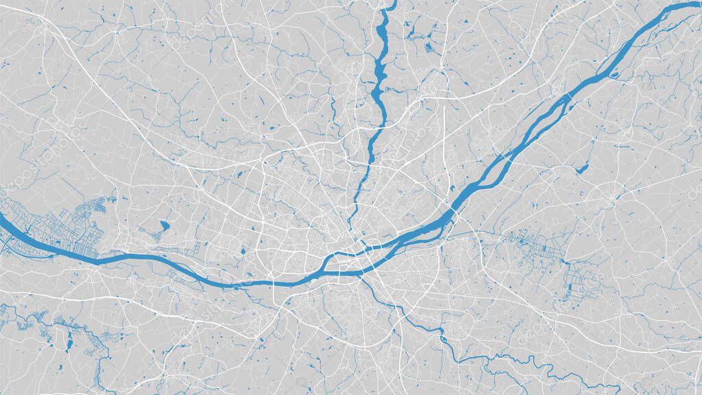 Río Loira mapa, Nantes ciudad, Francia. Curso de agua, flujo de agua ...