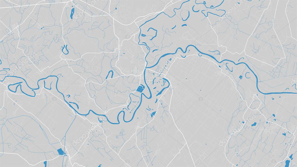 Tisza river map. Watercourse, water flow, blue on grey background road ...