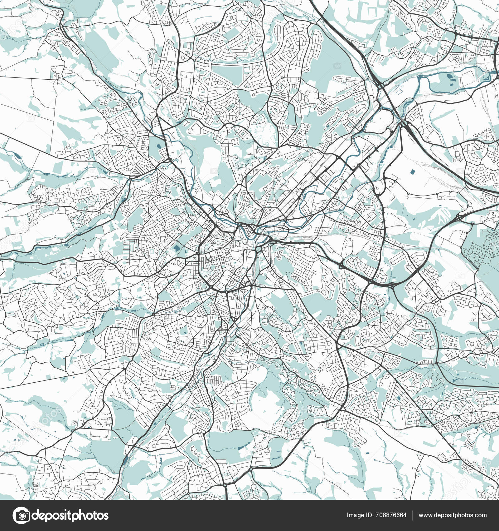 Map Sheffield England Detailed City Vector Map Metropolitan Area ...