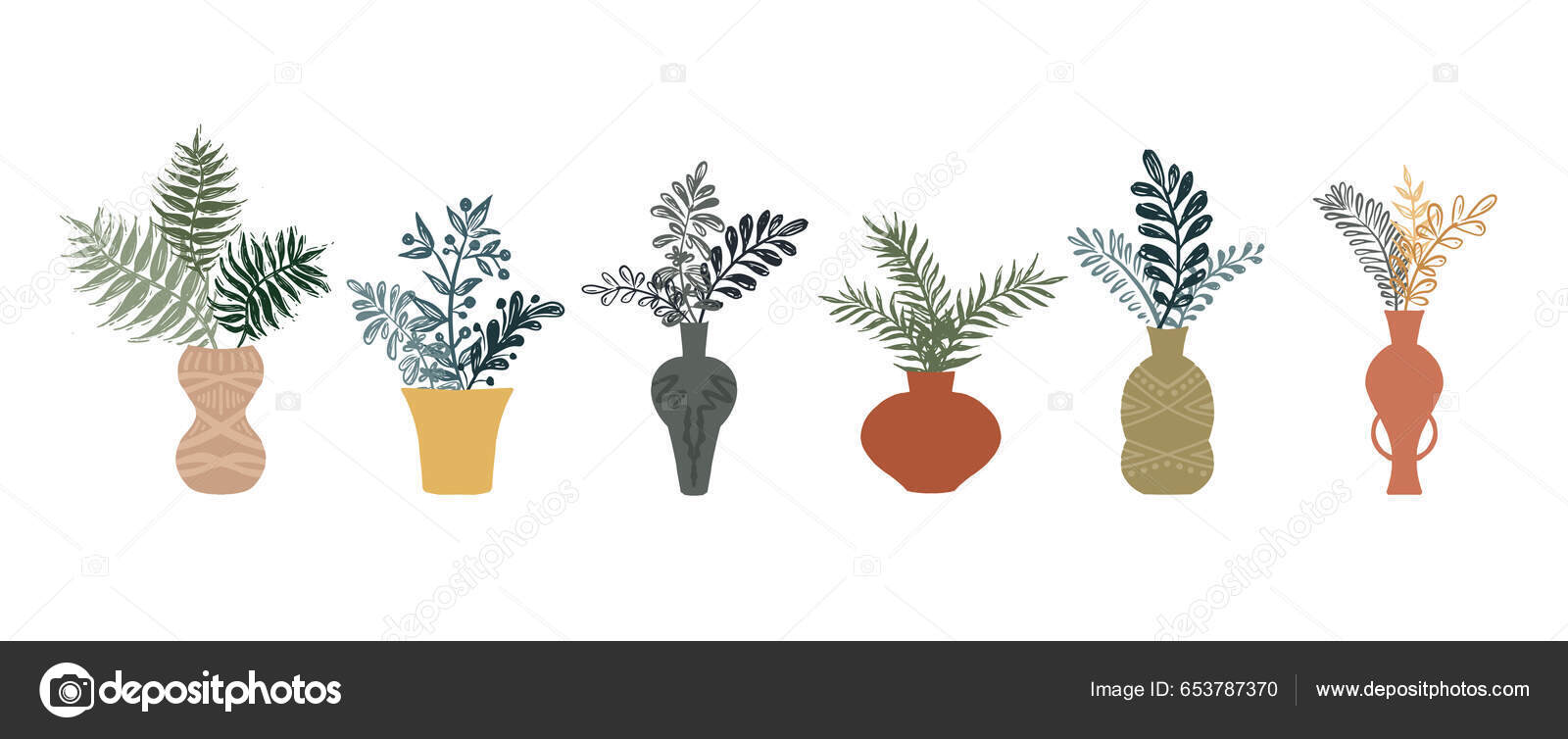 Home Decor Plants Hand Drawn Illustration Stock Vector by ©KiraDesign ...