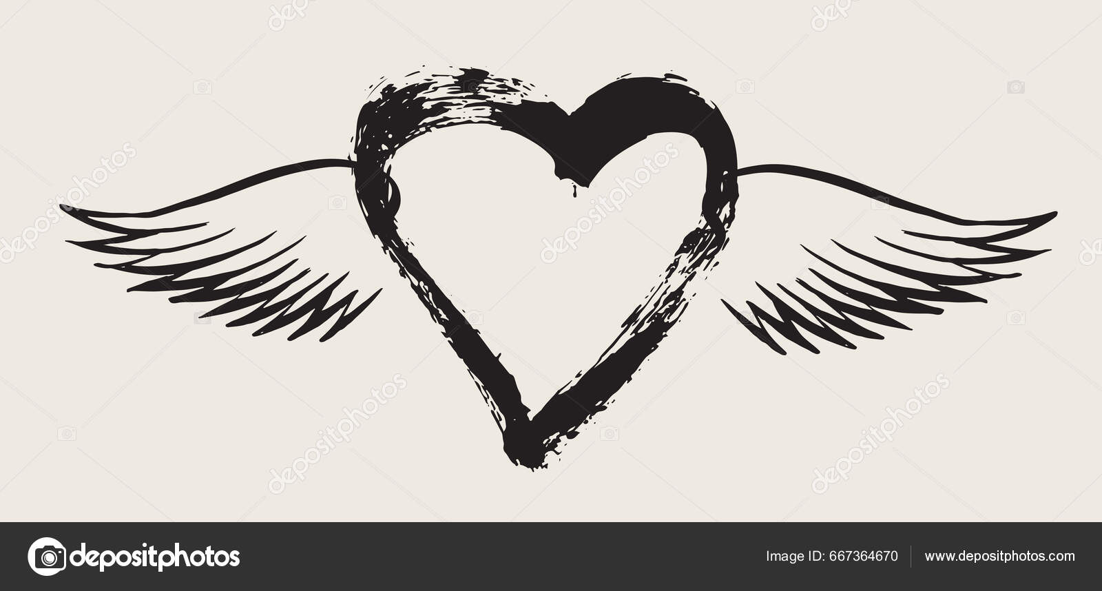 Image vectorielle Coeur Avec Ailes D'ange Illustration Vectorielle ...