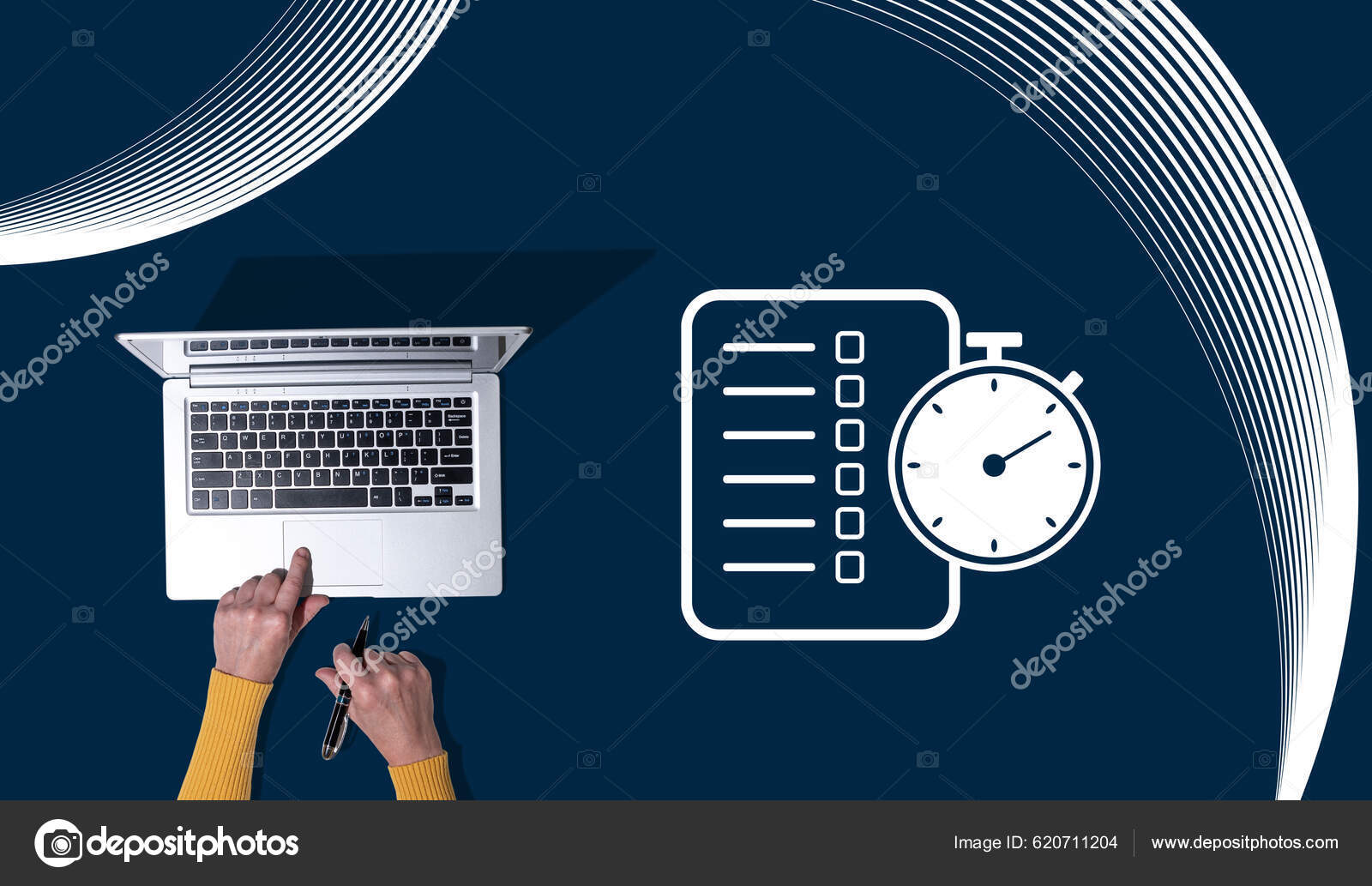Top View Hands Using Laptop Symbol Action Plan Concept Stock Photo by ...