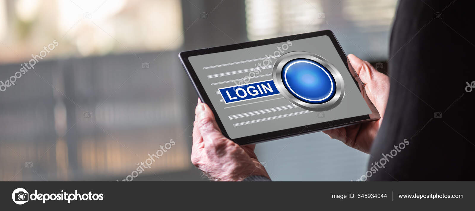 Tablet Screen Displaying Login Concept — Stock Photo © thodonal #645934044