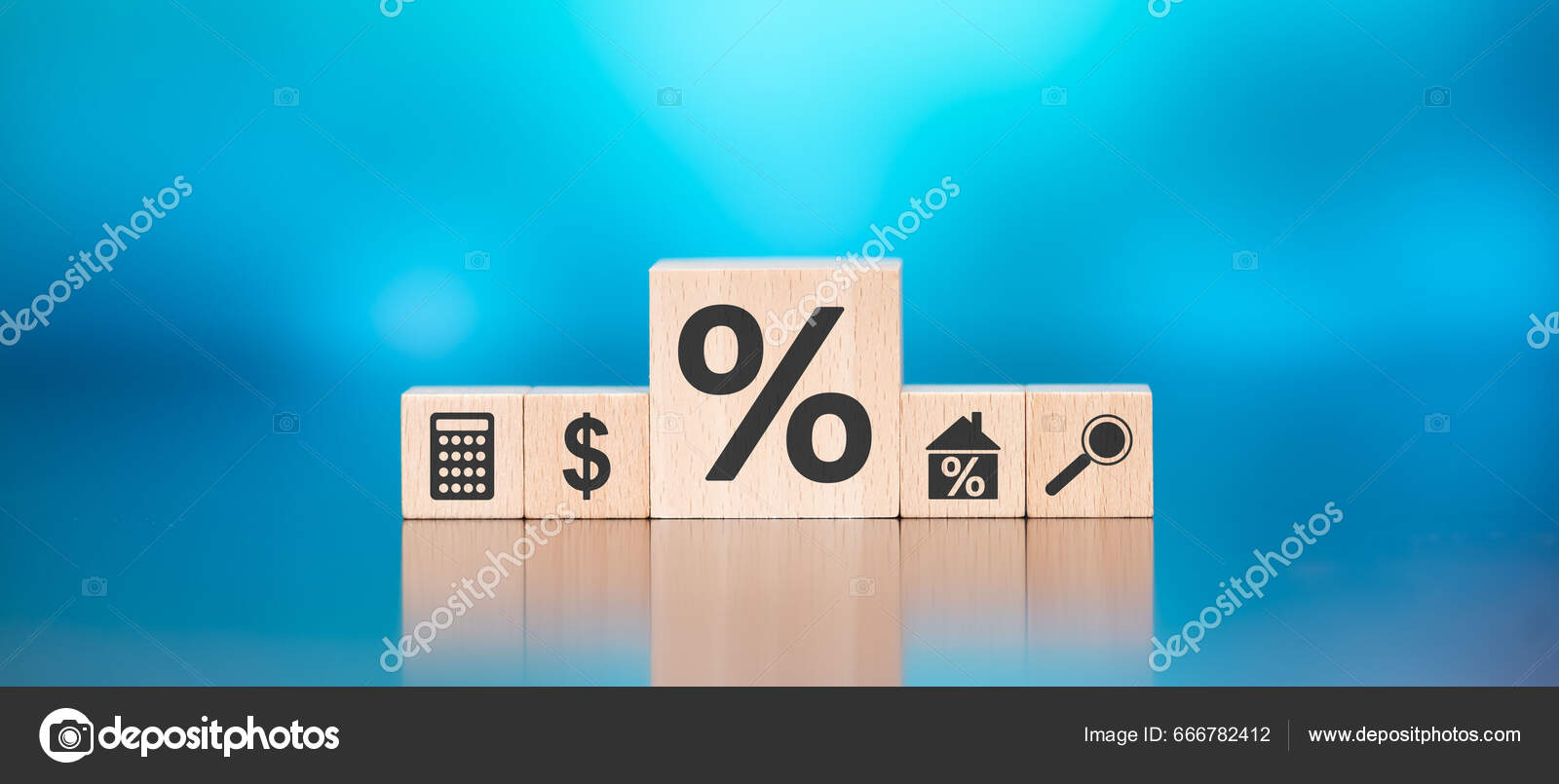 Bloques Madera Con Símbolo Del Concepto Tasas Interés Sobre Fondo ...