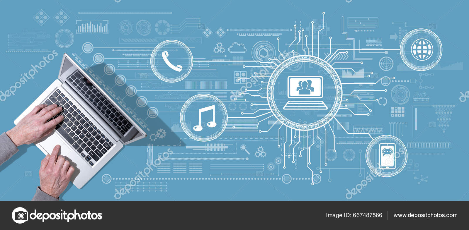 Top View Hands Using Laptop Symbol Social Media Concept — Stock Photo ...