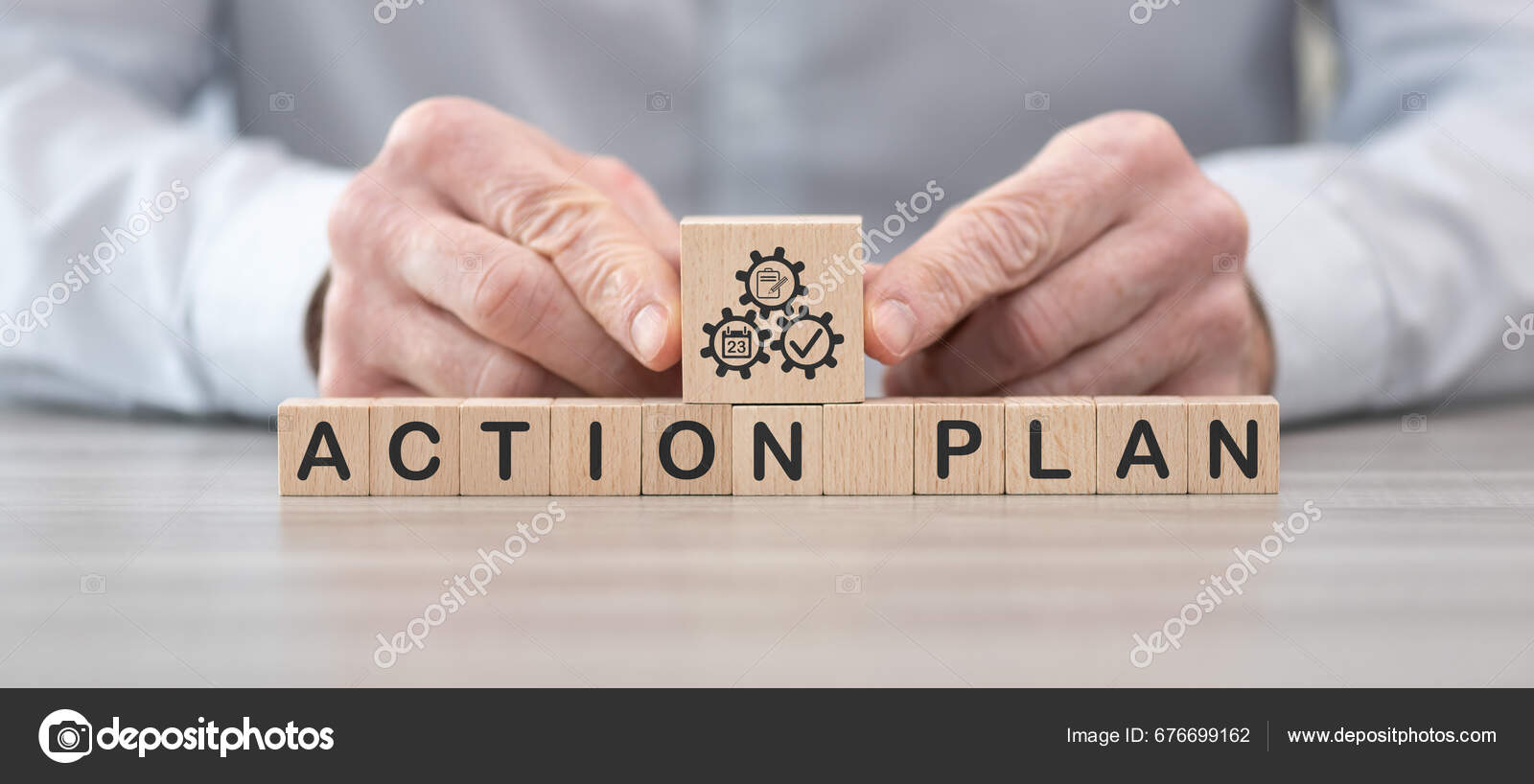 Wooden Blocks Symbol Action Plan Concept — Stock Photo © thodonal ...