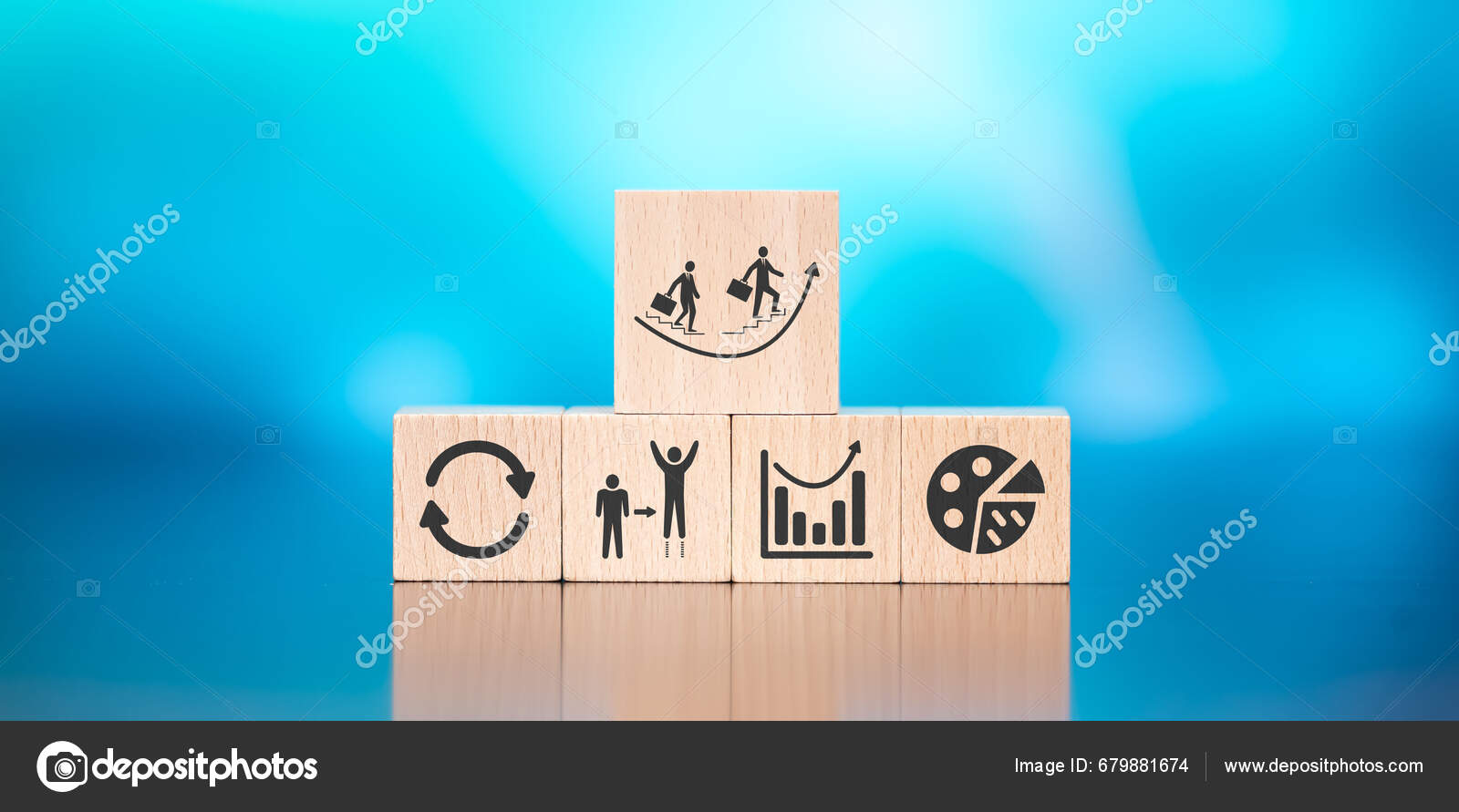 Wooden Blocks Symbol Recovery Concept Blue Background — Stock Photo ...