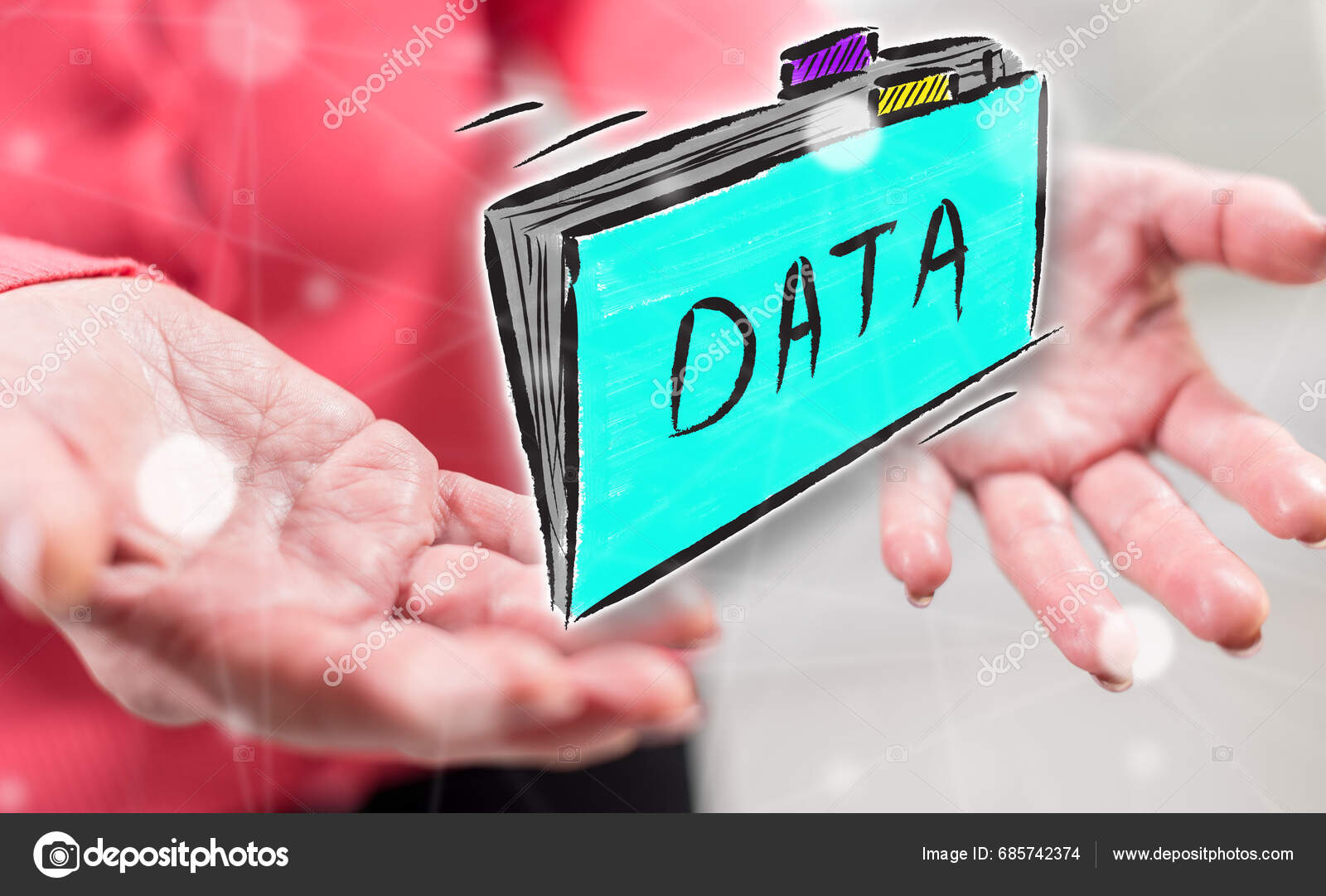 Data Concept Hands Woman Background — Stock Photo © thodonal #685742374
