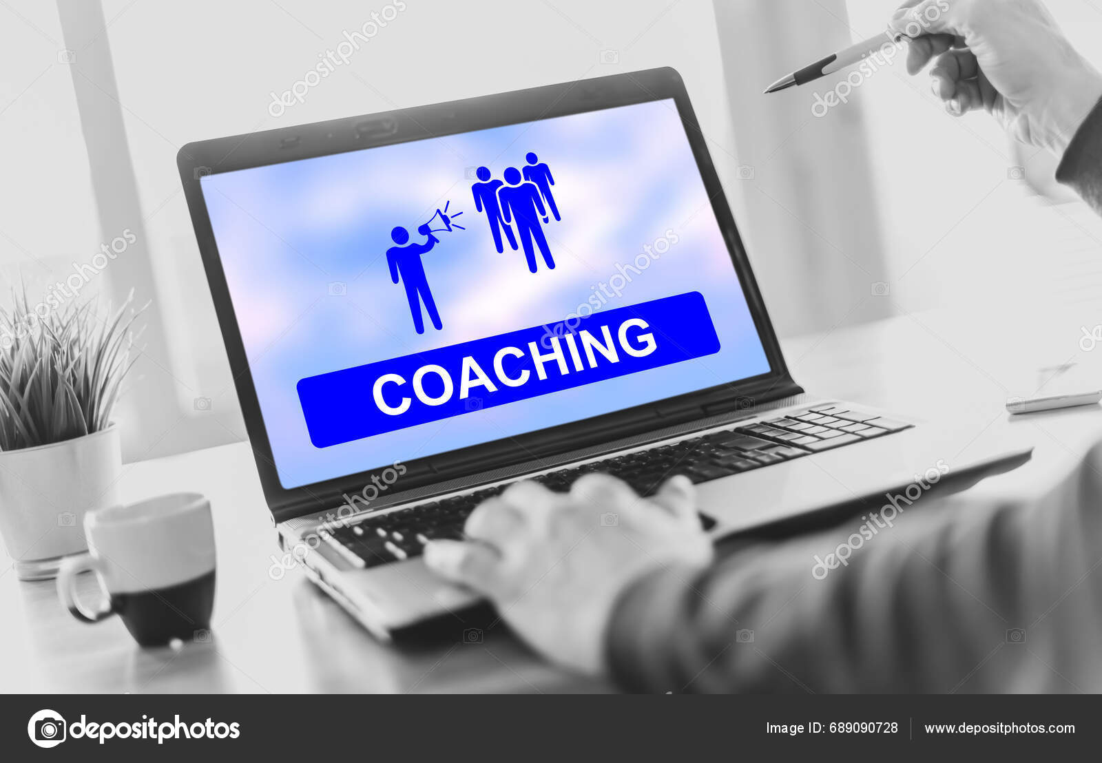 Laptop Screen Displaying Coaching Concept — Stock Photo © thodonal #689090728