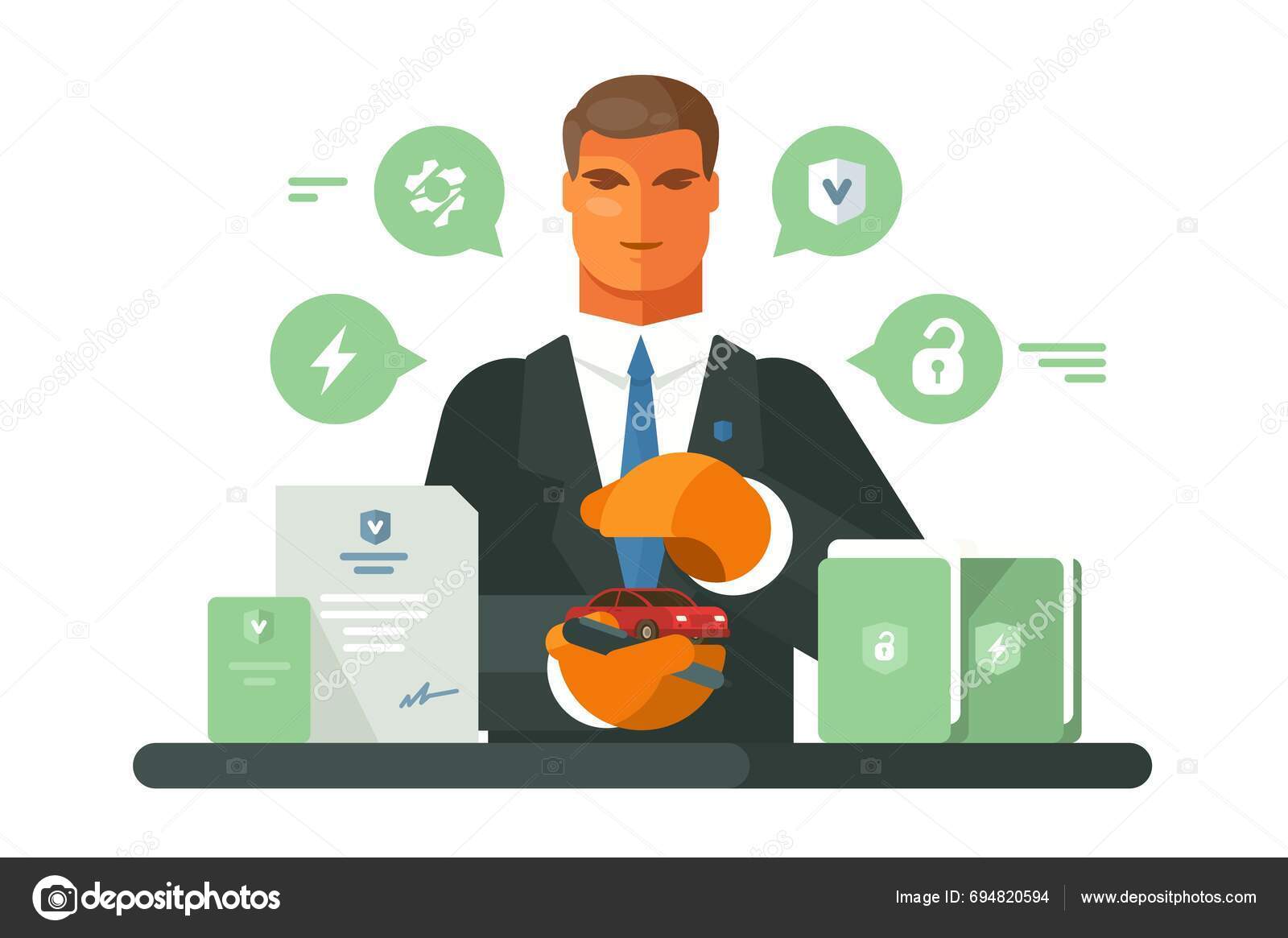 Insurance Agent Explaining Coverage Vector Illustration Scene Depicts ...