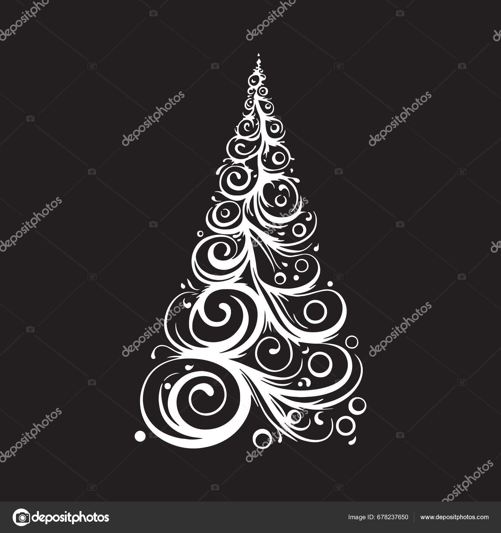 Abstract Christmas Tree Black White Vector Shape Logo Symbol Template ...