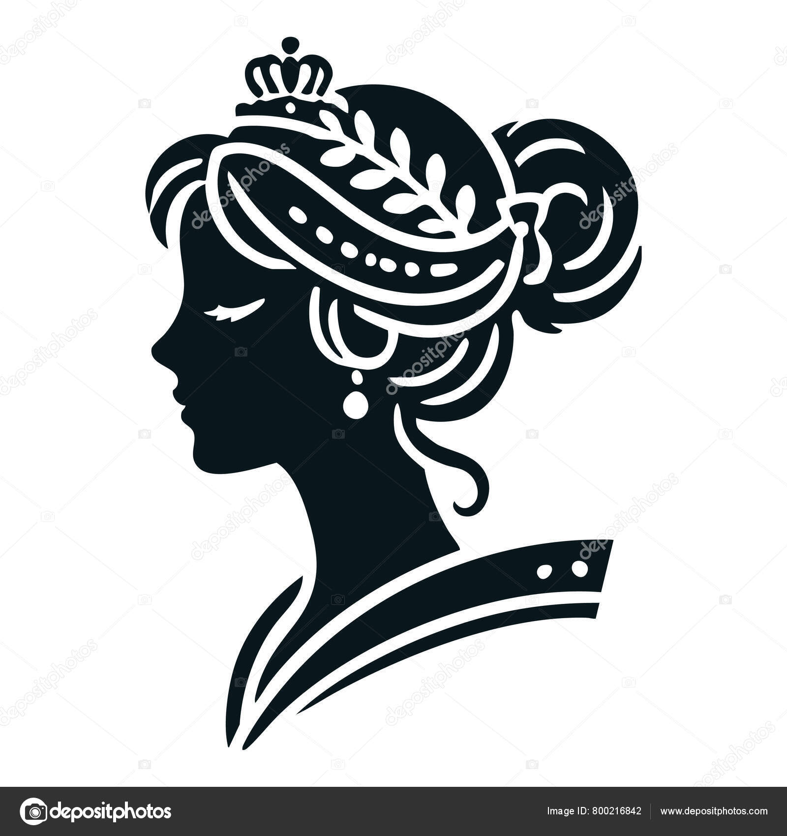 Silhouette Female Princess Form Head Stock Vector by ©kemal44475 800216842