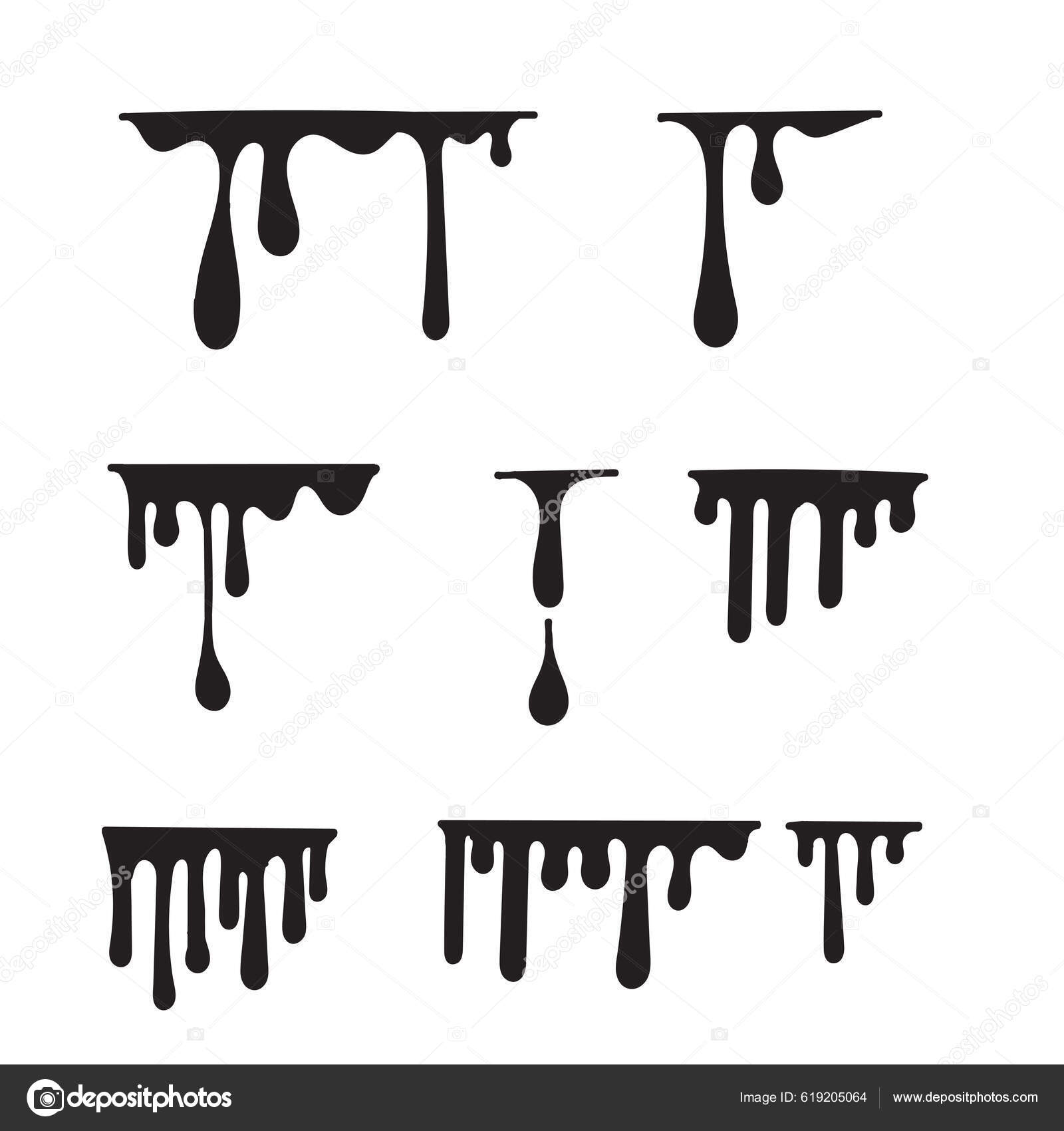 Gambar Tangan Corat Coret Cat Hitam Cairan Tetesan Vektor Vektor Stok ...