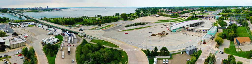 Fort Erie, Ontario, Canada- September 9, 2022: An aerial panorama of ...