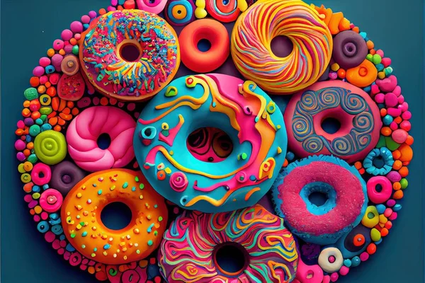 Generative Illustration Trippy Doughnut Collage Detailed Vibrant Colors ...