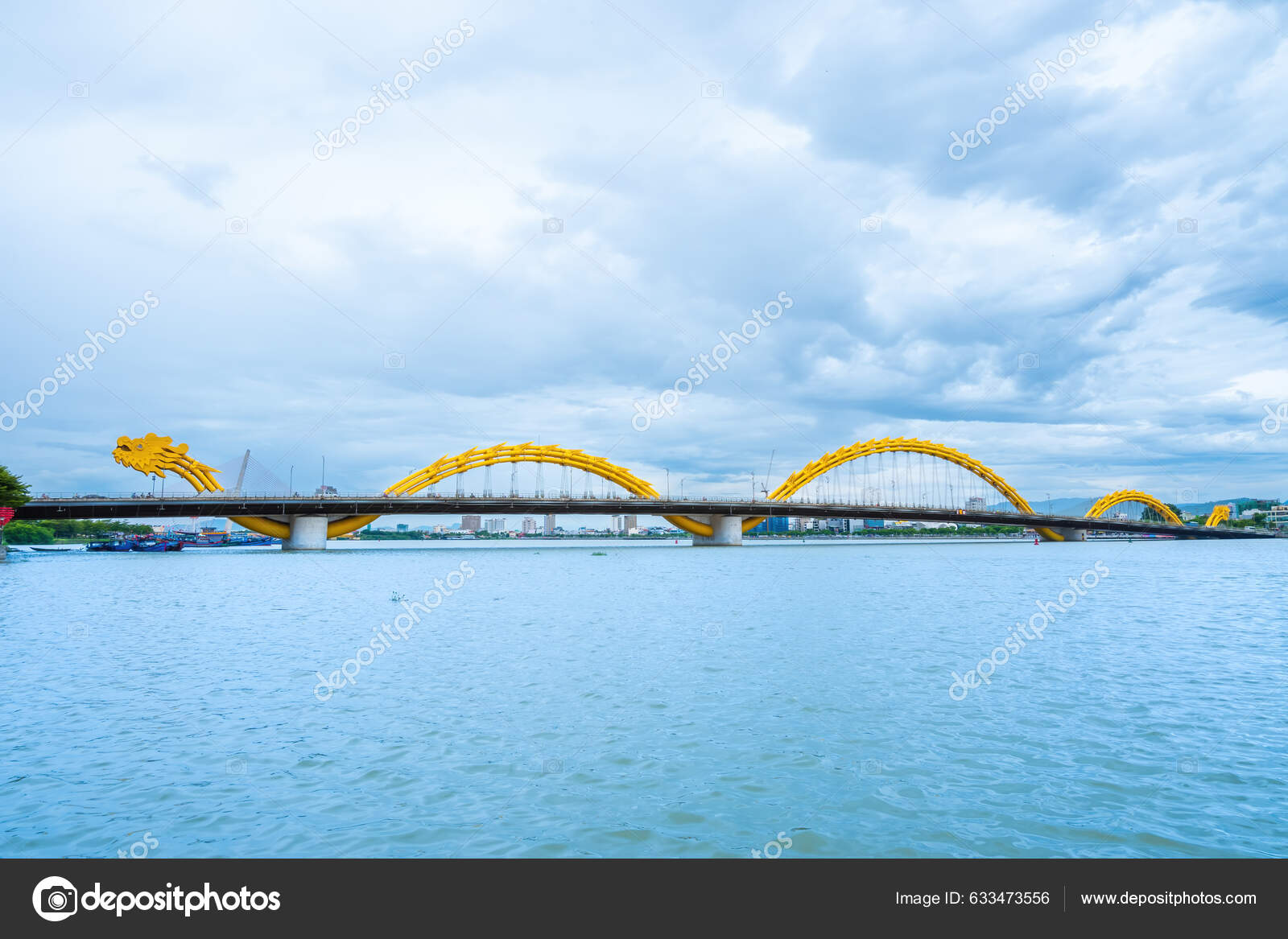 Nang City Vietnam August 2022 Dragon River Bridge Rong Bridge – Stock ...