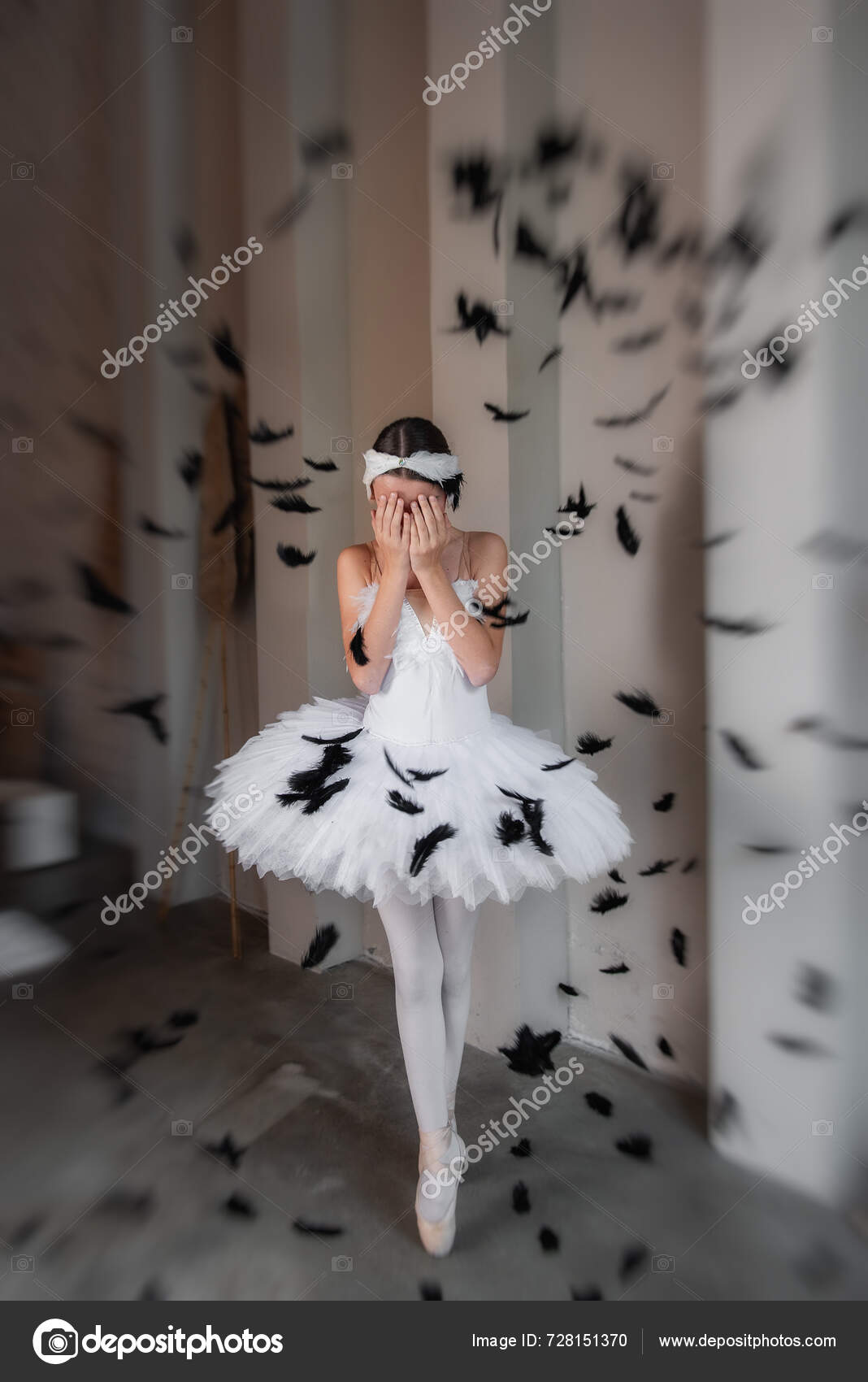 Dramatic Young Ballerina White Tutu Tiara Stands Pointe Overwhelmed ...