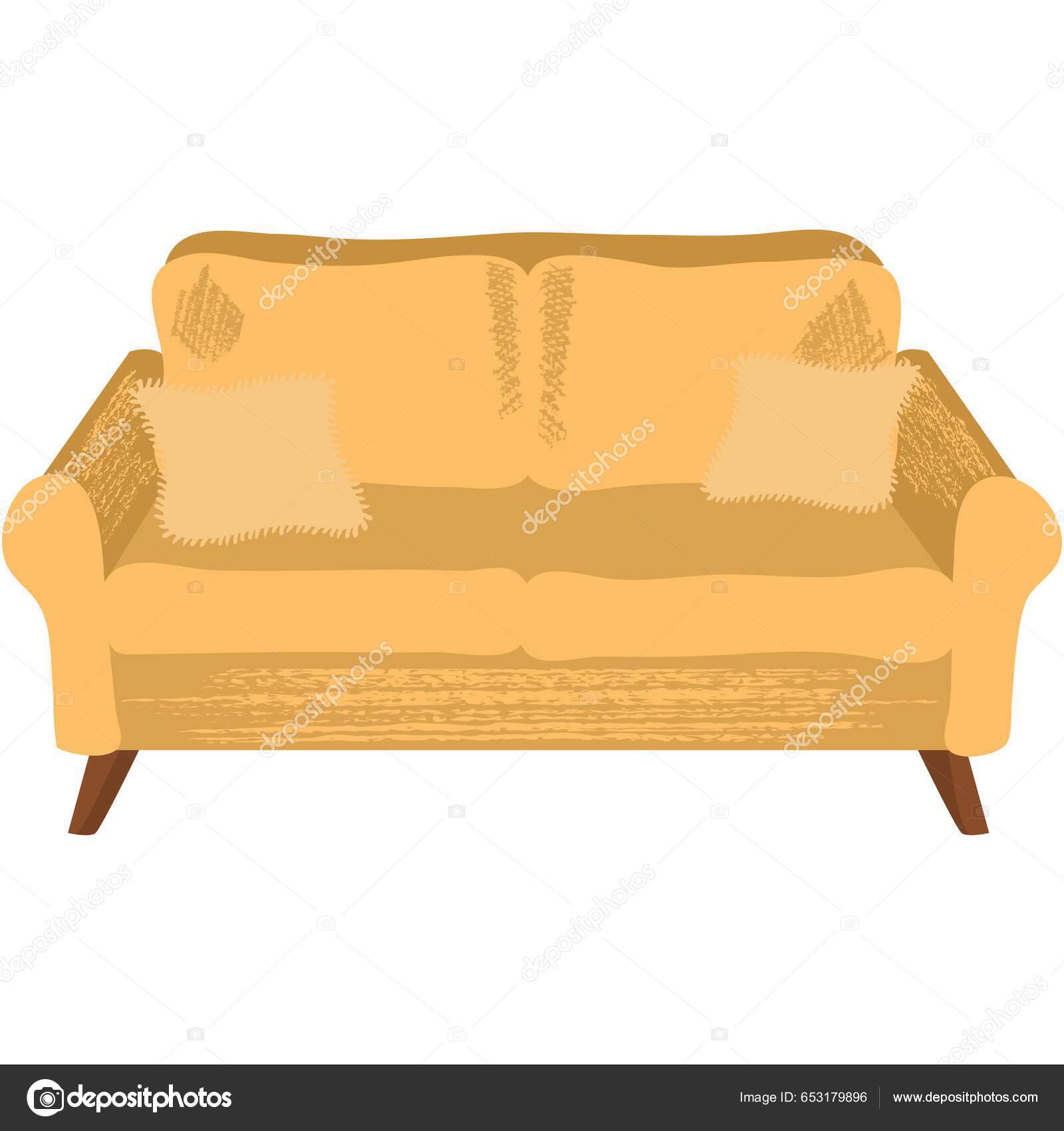 Sofa Couch Vector Home Furniture Icon Living Room Settee Cushion Stock ...