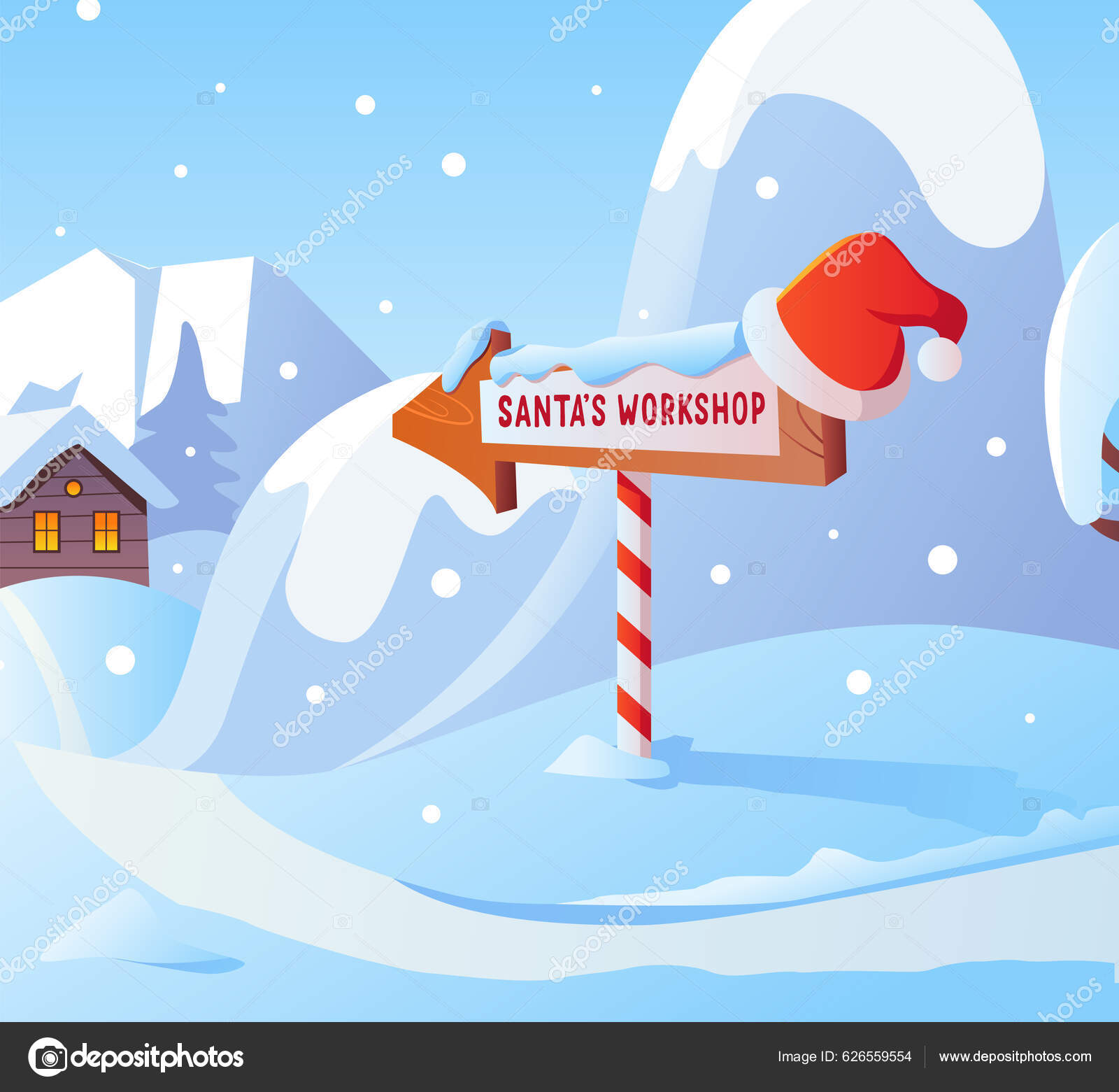 Arrow Signpost Direction Santa Workshop North Pole Cute Christmas ...