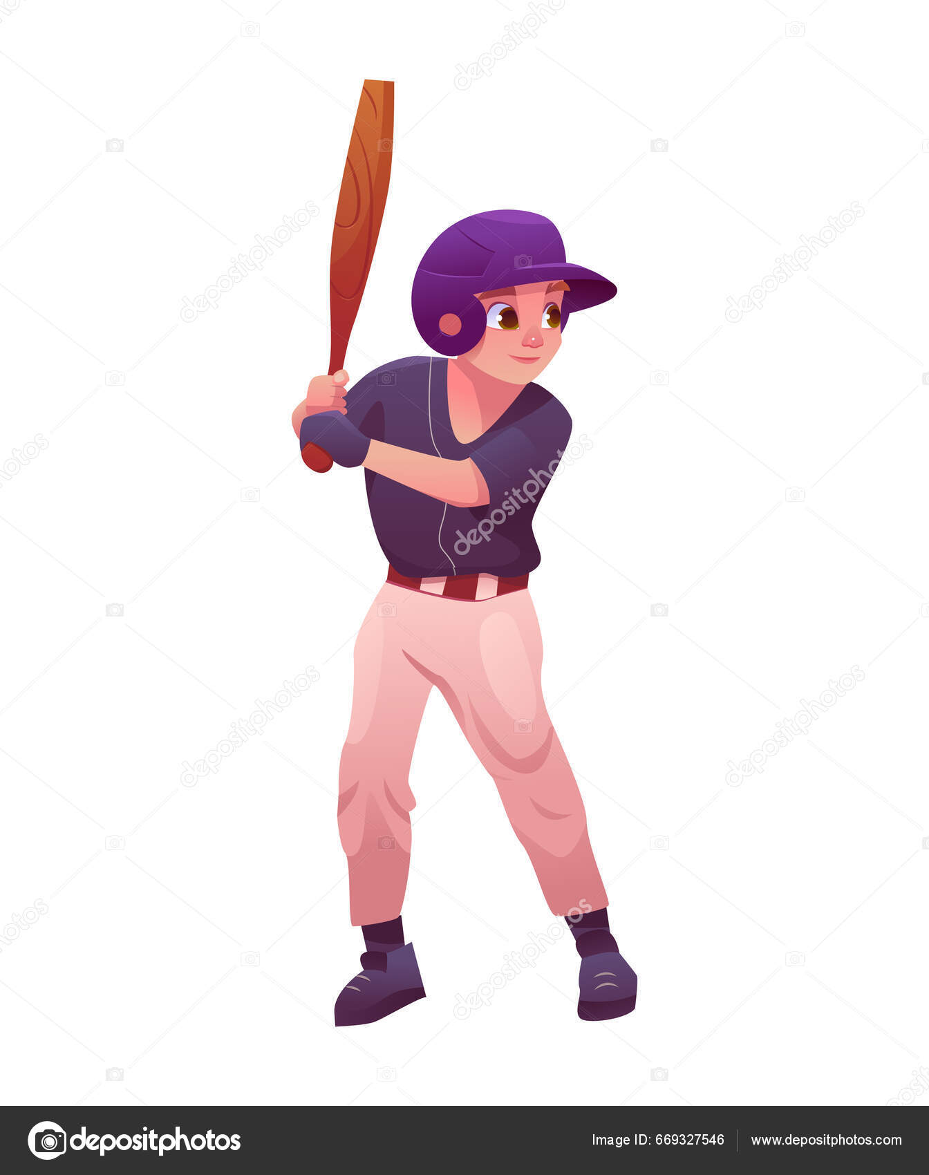 Cartoon Baseball Player Kid