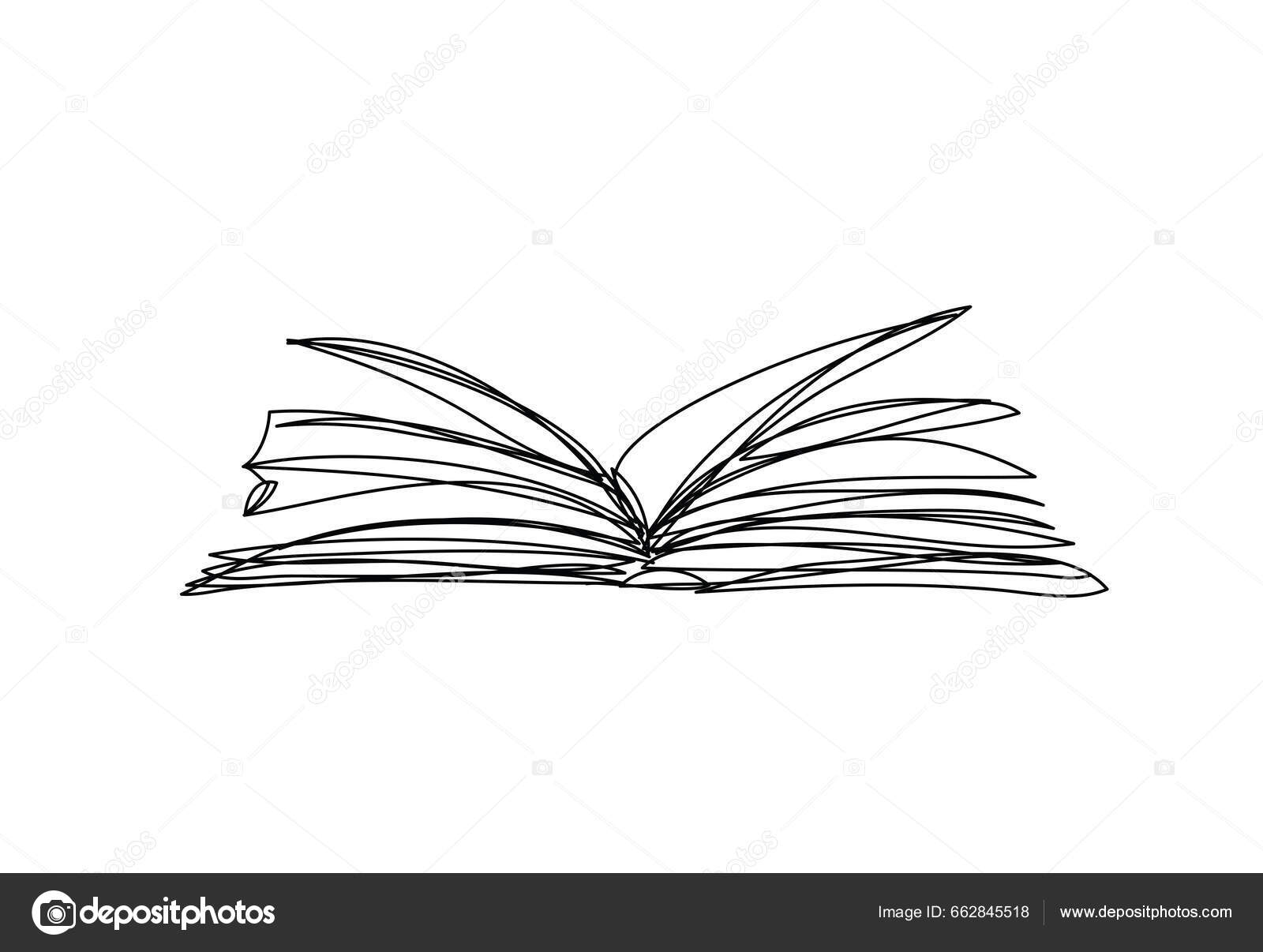 Open Book Continuous Line Art Vector Illustration Stock Vector by ...