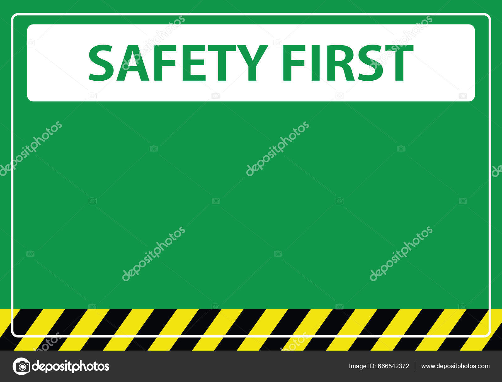 Safety First Sign Green Background Construction Concept Vector ...