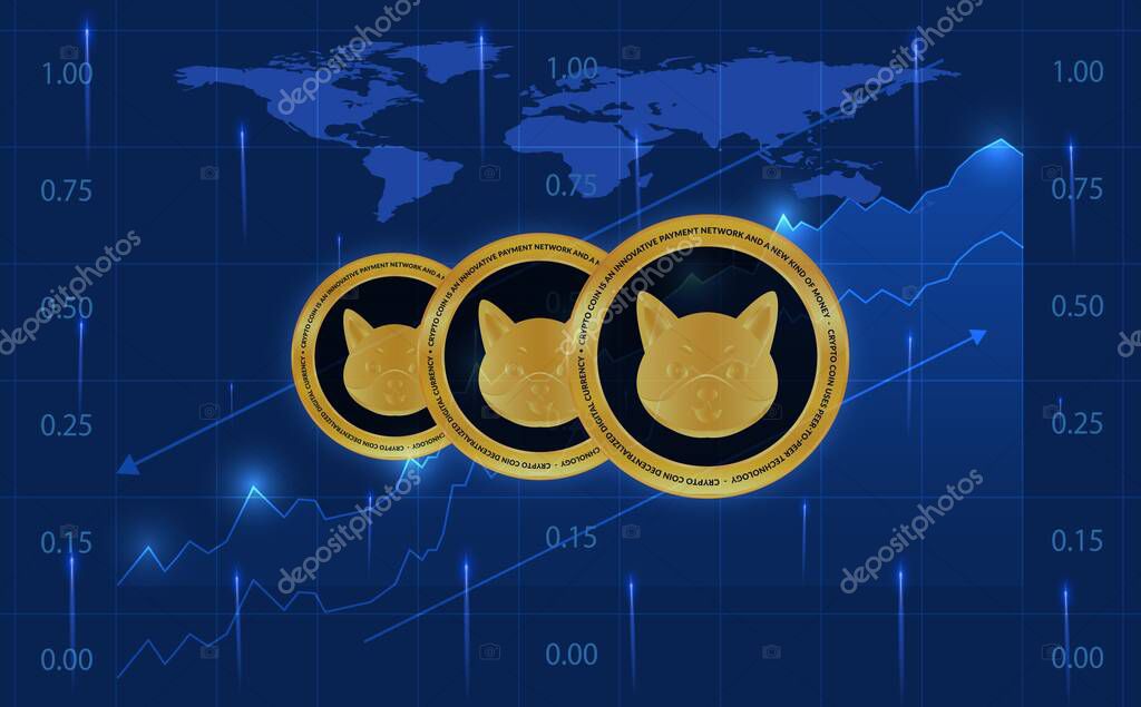 una imagen de la moneda floki moneda virtual sobre un fondo digital ...