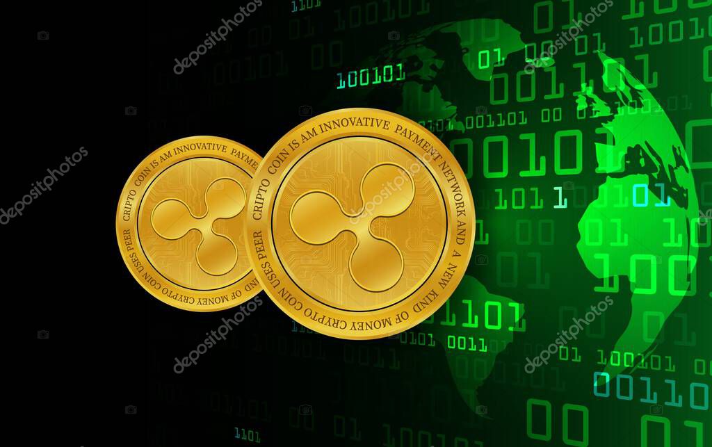 el logotipo de la moneda virtual ripple-xrp. ilustraciones 3d. 2025
