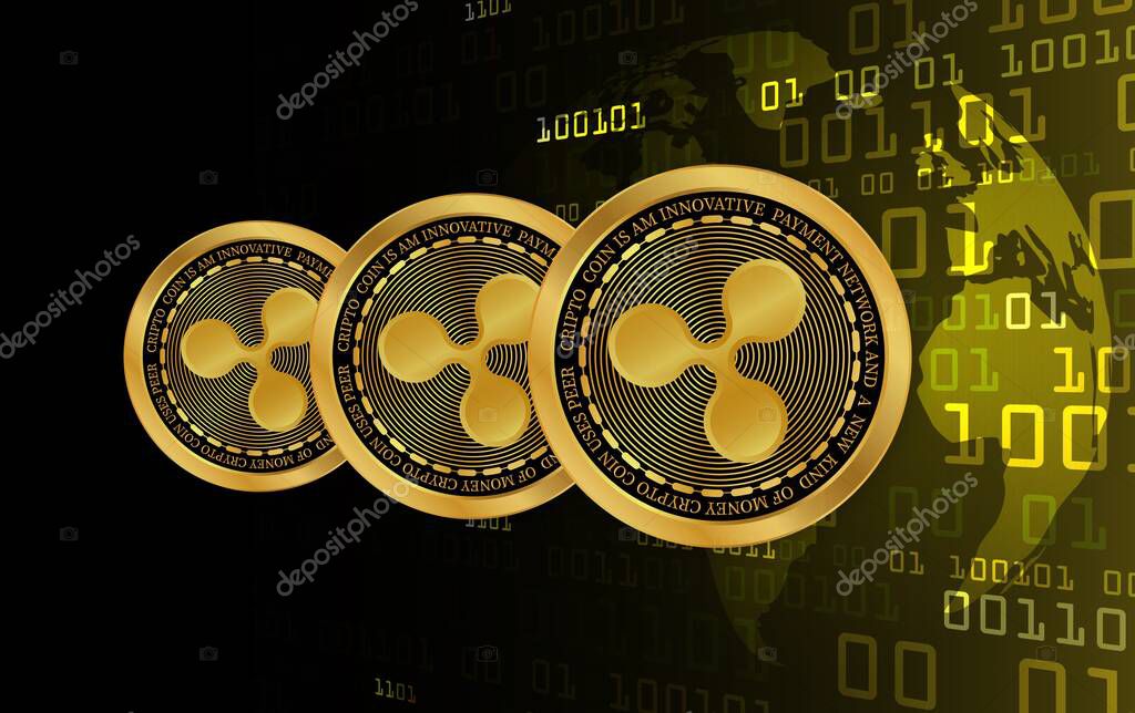 el logotipo de la moneda virtual ripple-xrp. ilustraciones 3d. 2025