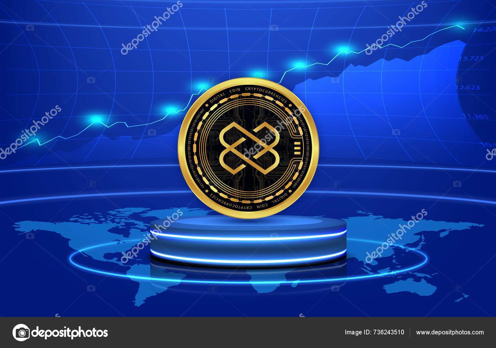 Loom Network Loom Cryptocurrency Logos Digital Background Illustrations ...