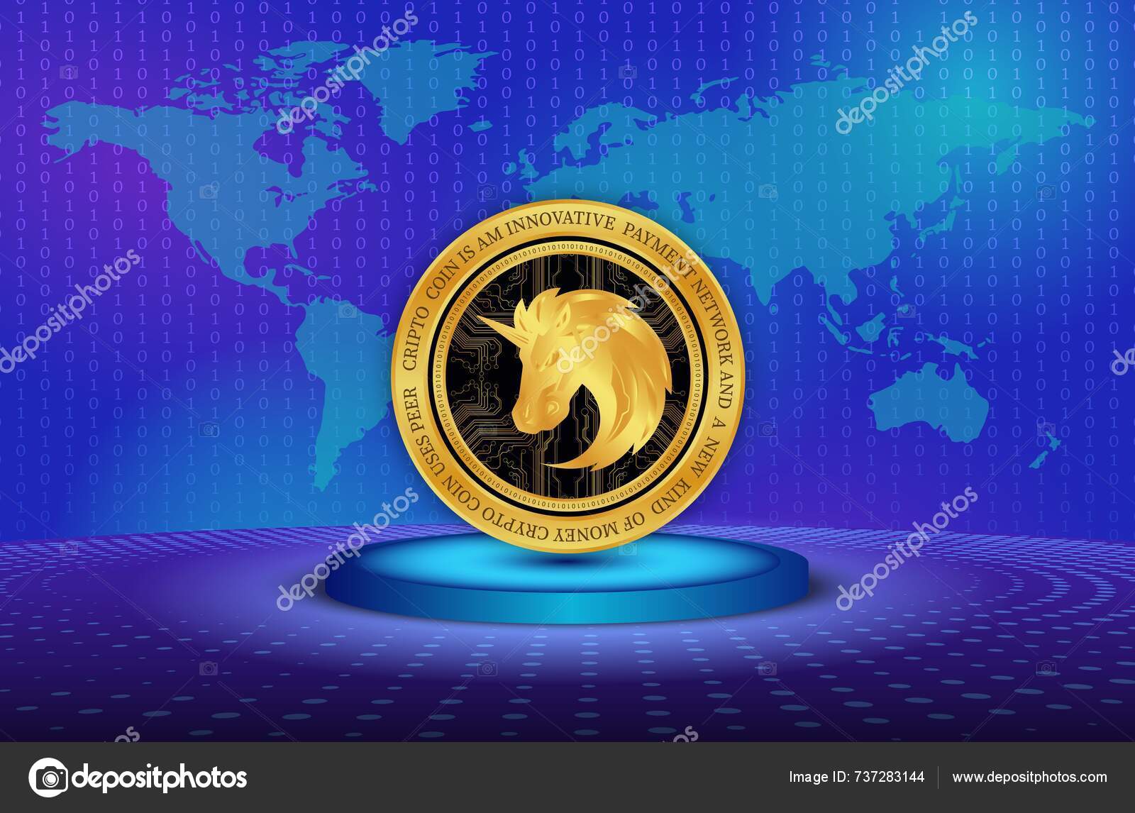 Image 1Inch Network Uniswap Coin Logo Digital Background Illustrations ...