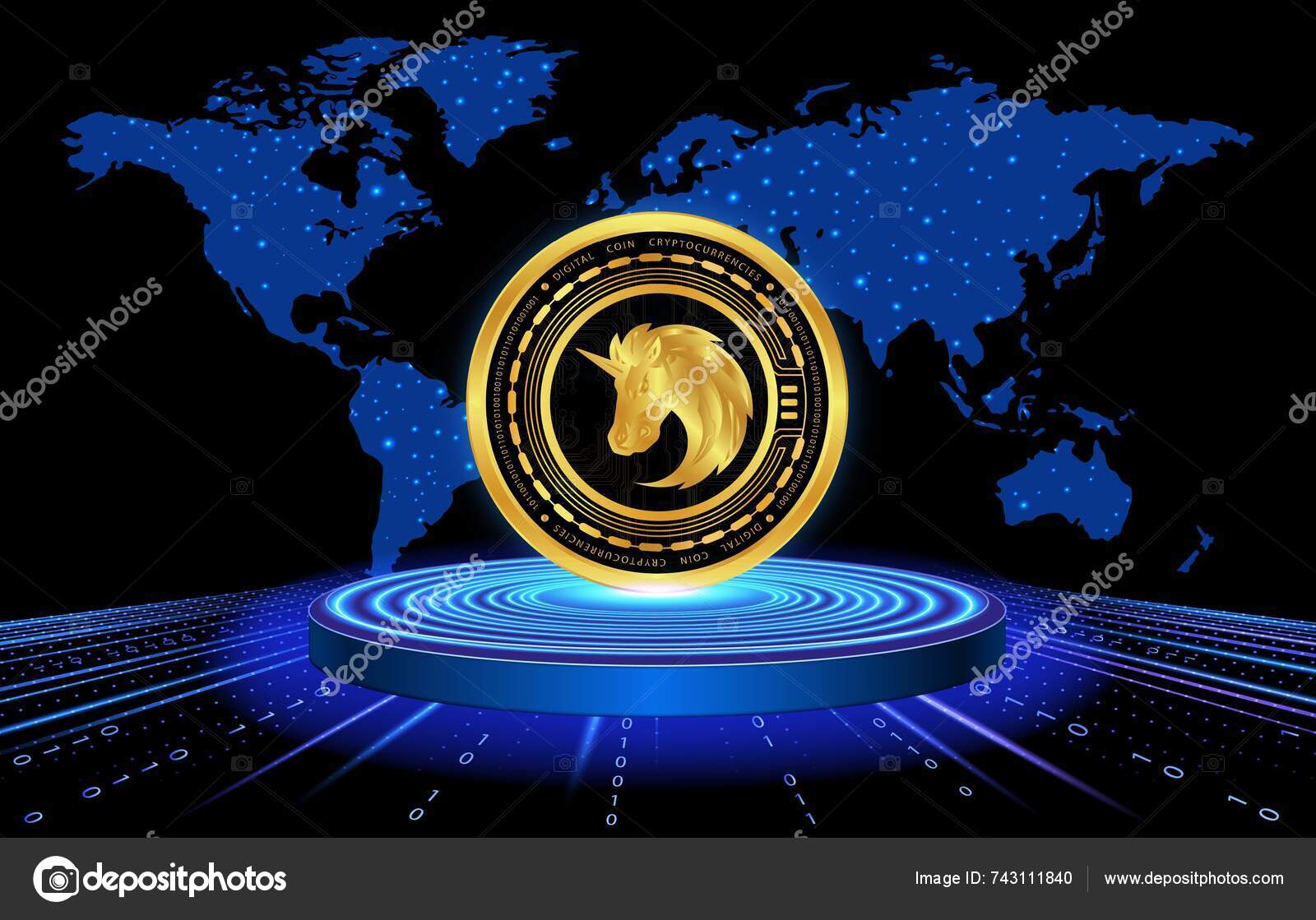 Image 1Inch Network Uniswap Coin Logo Digital Background Illustrations ...
